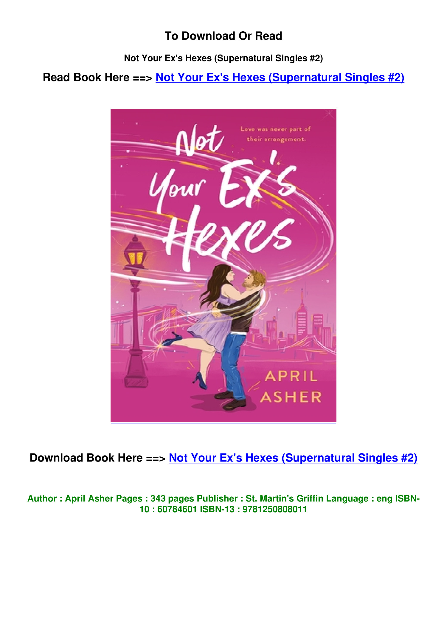 Pdf download Not Your Ex s Hexes Supernatural Singles 2 by April Asher ...