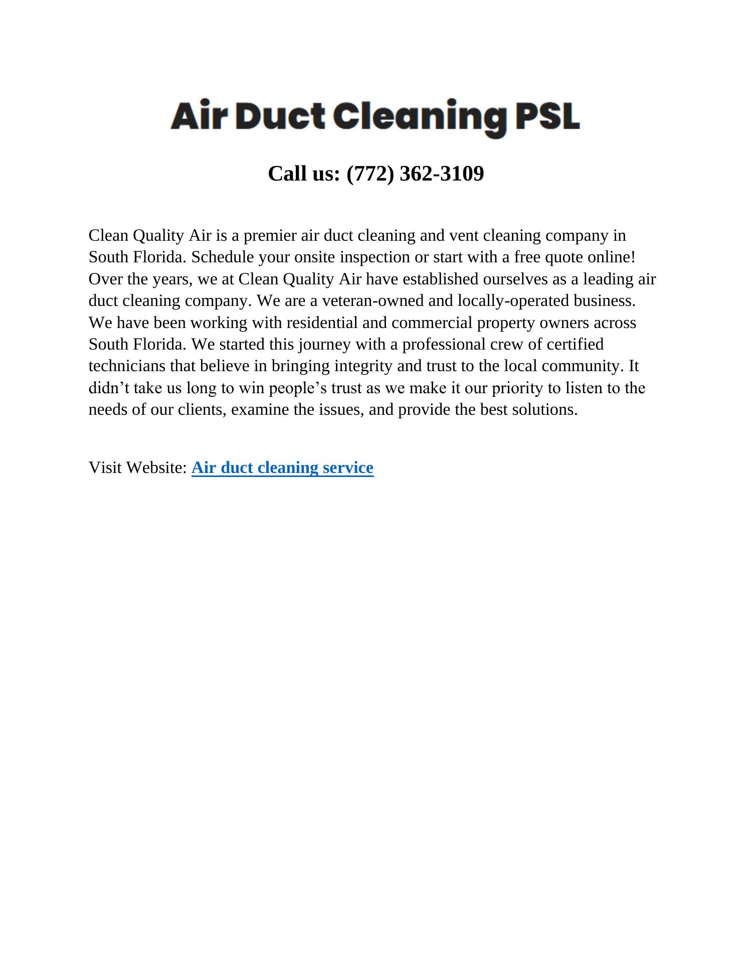 Clean Quality Air Duct Cleaning.pdf | DocDroid