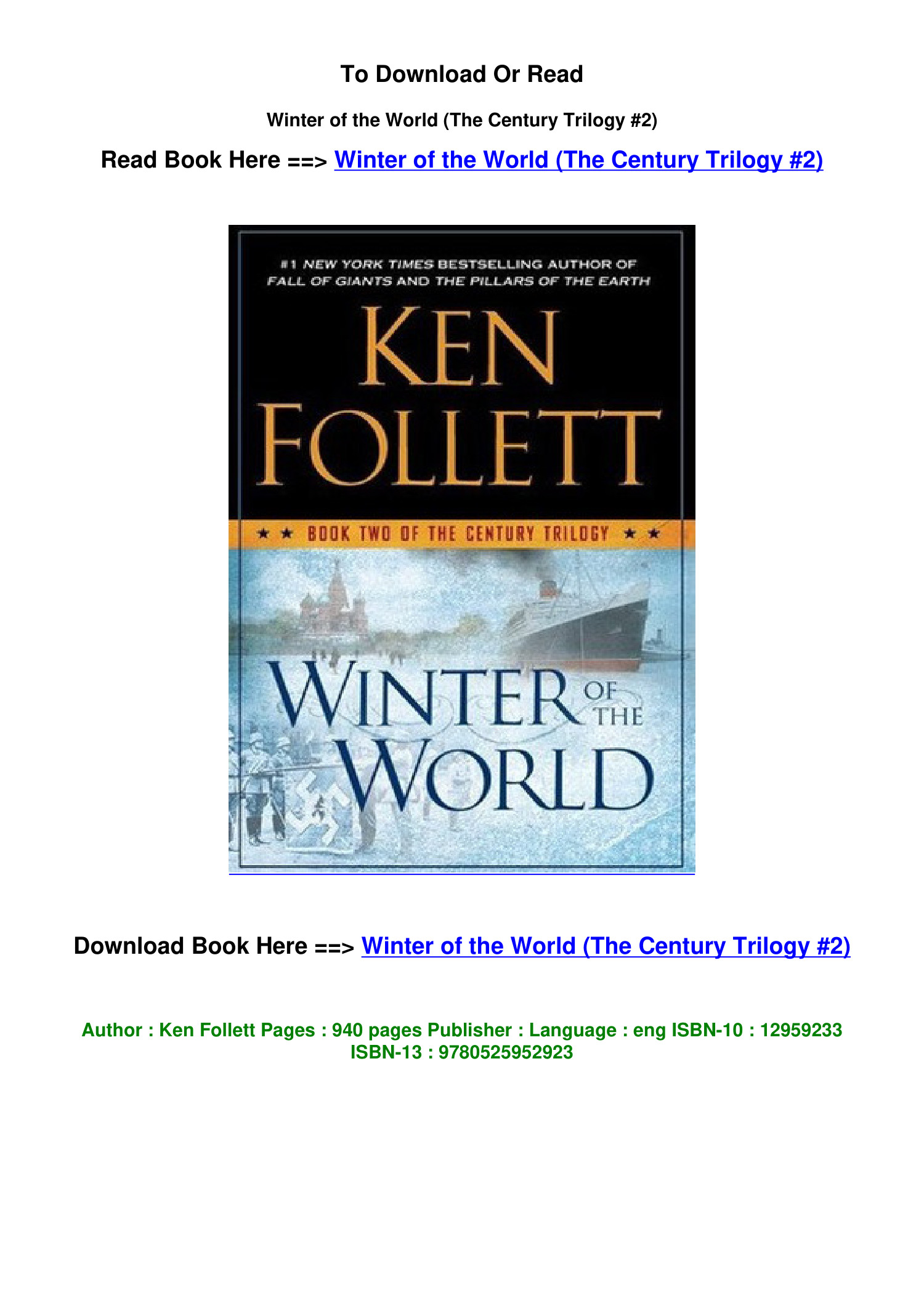 pdf DOWNLOAD Winter of the World The Century Trilogy 2 BY Ken Follett.pdf | DocDroid