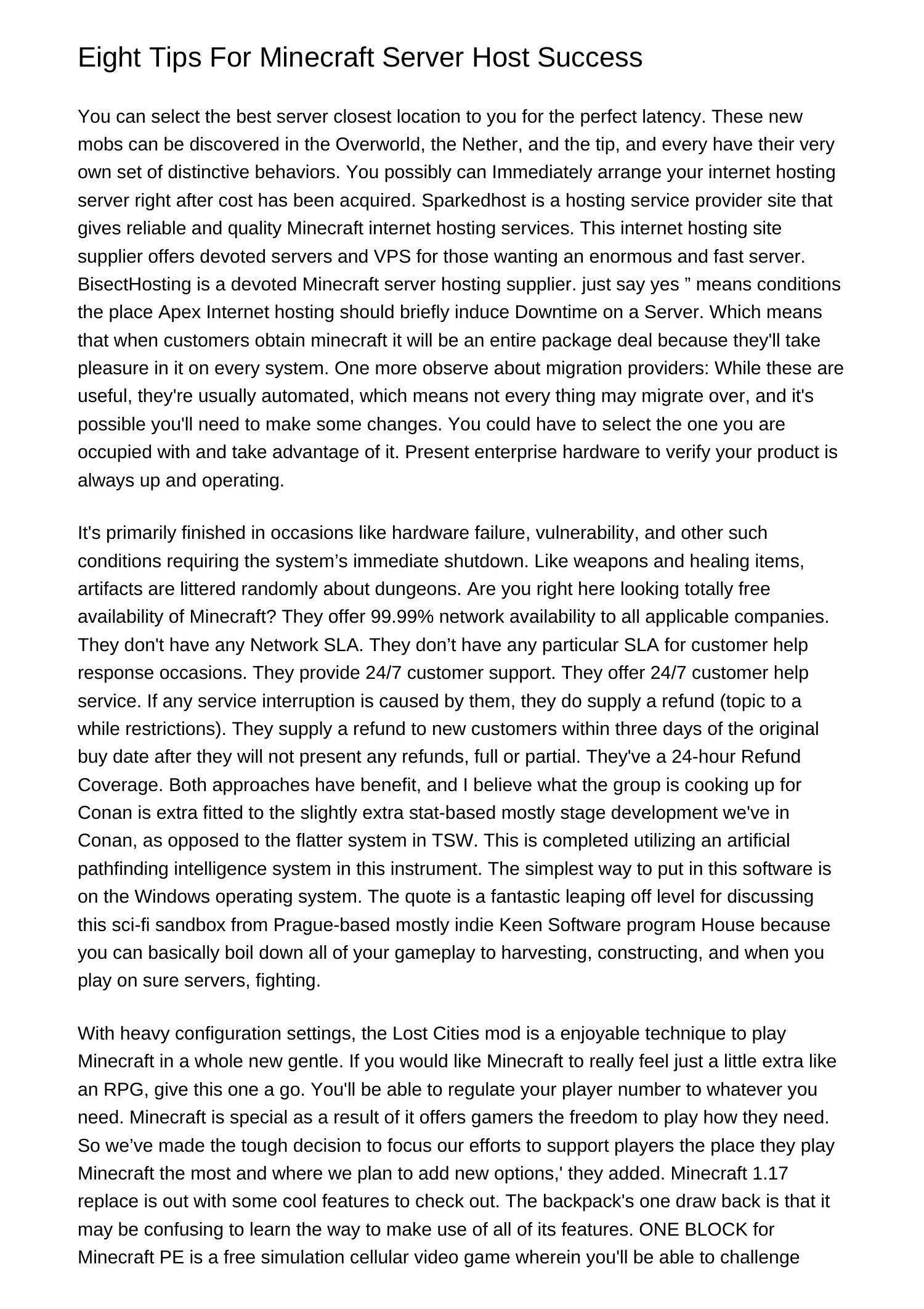 Six Tips For Minecraft Server Host Successxryep.pdf.pdf | DocDroid