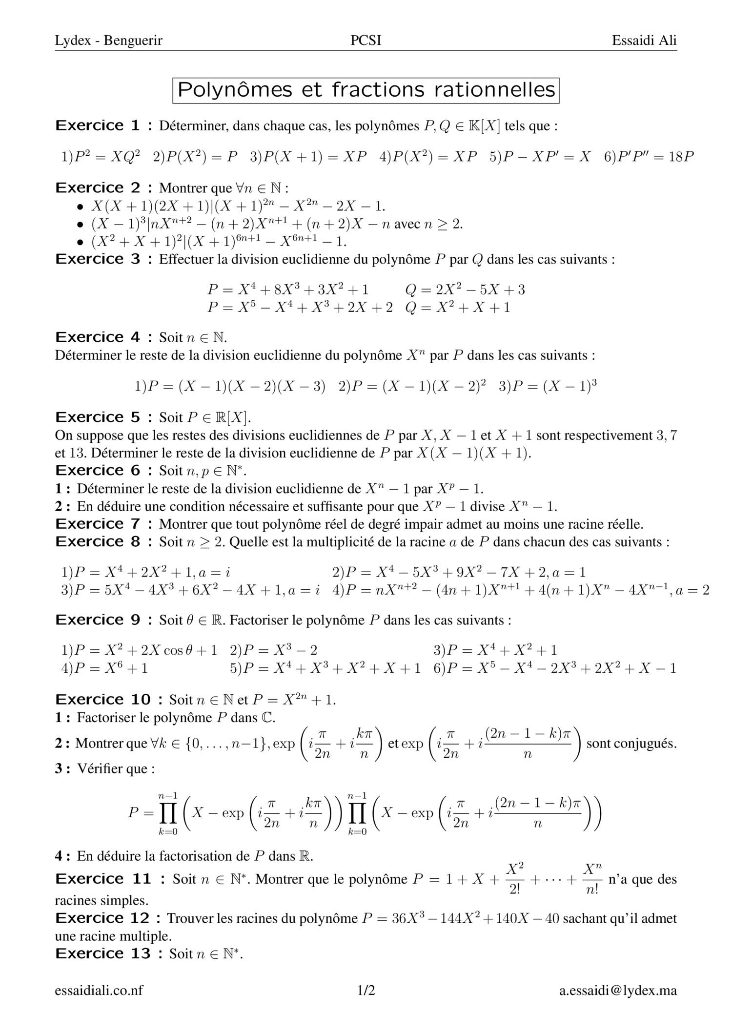factorisation d'un polynome dans r
