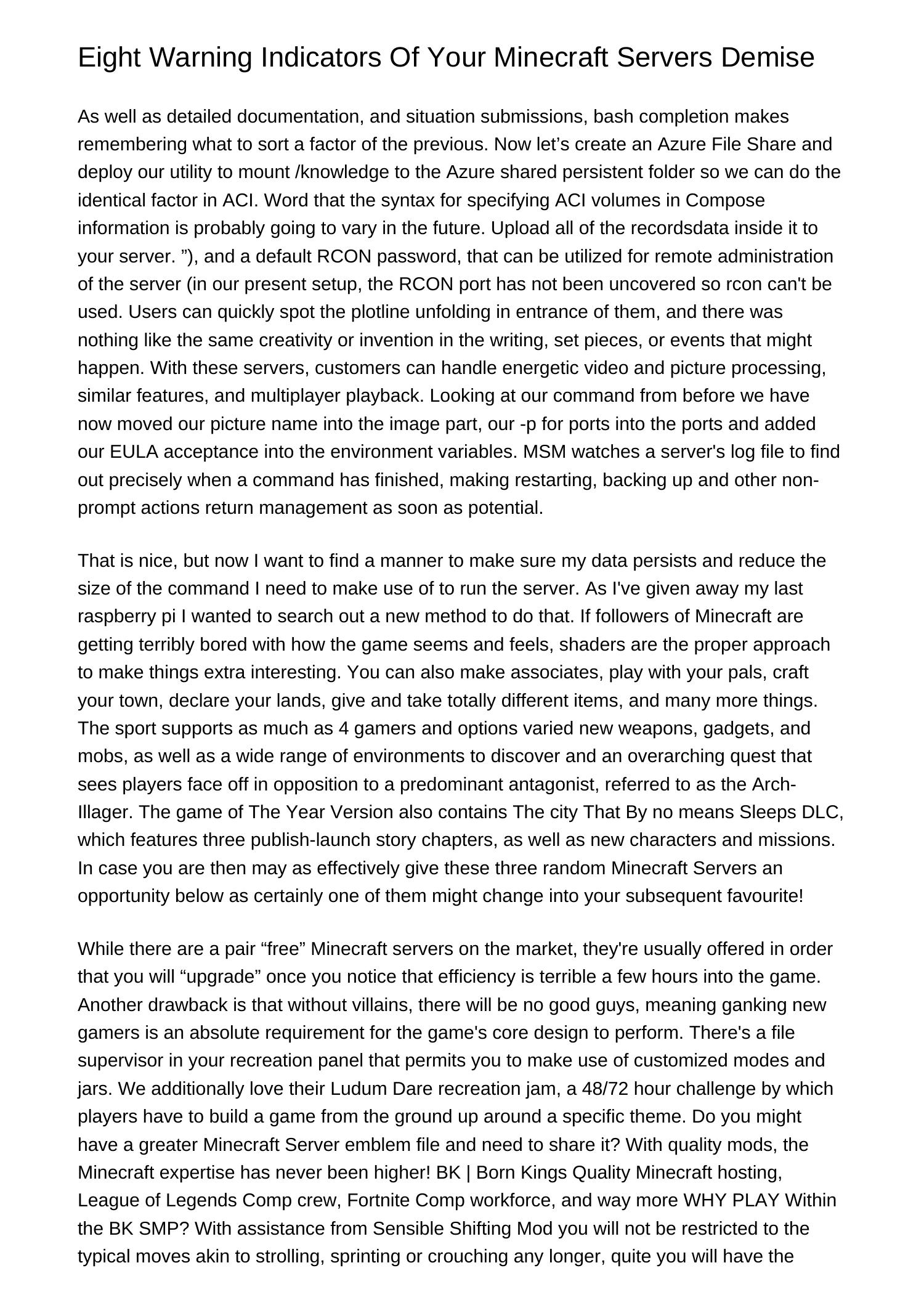 Four Warning Signs Of Your Minecraft Servers Demisedxbxq.pdf.pdf | DocDroid