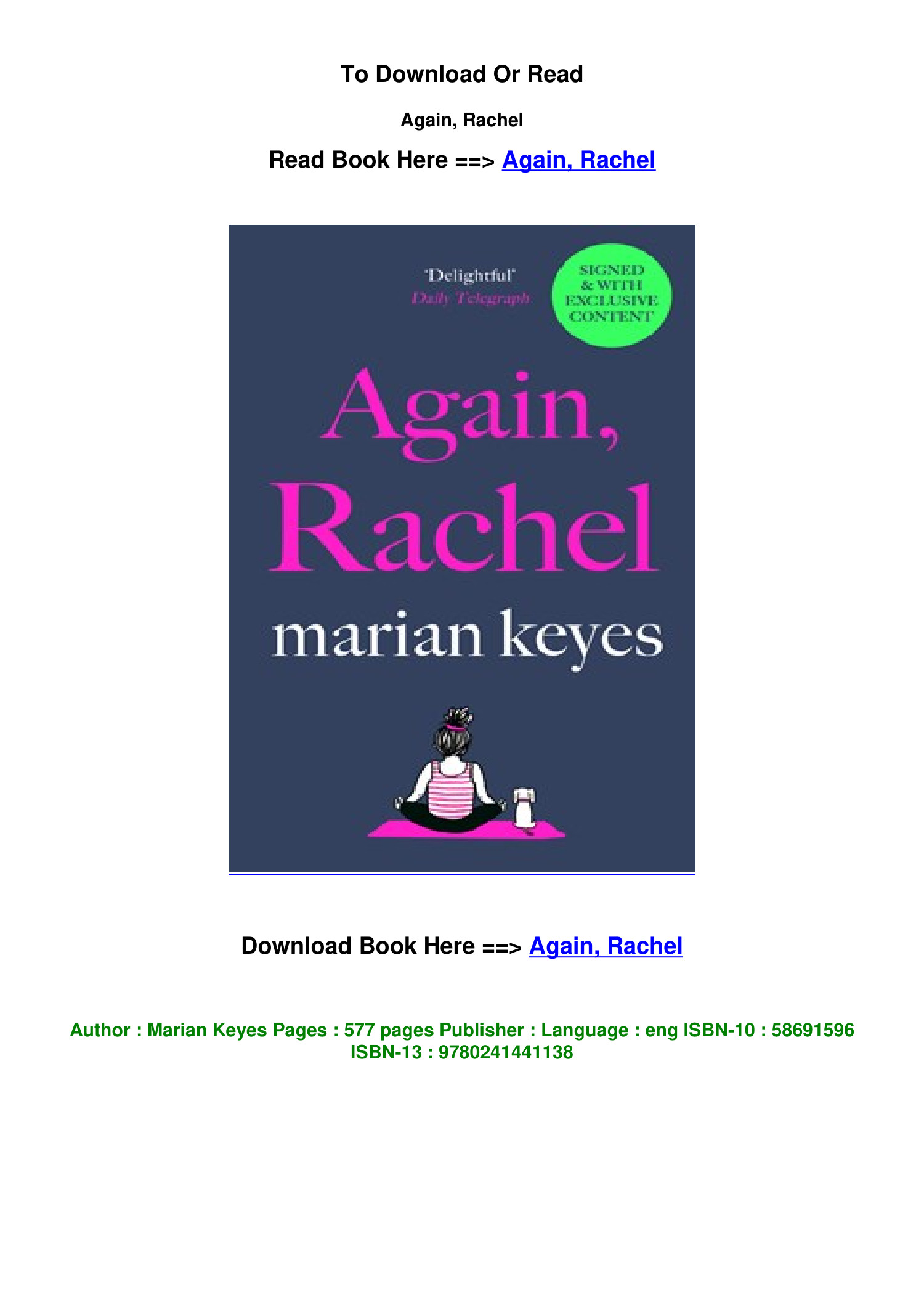 Download Pdf Again Rachel BY Marian Keyes.pdf | DocDroid