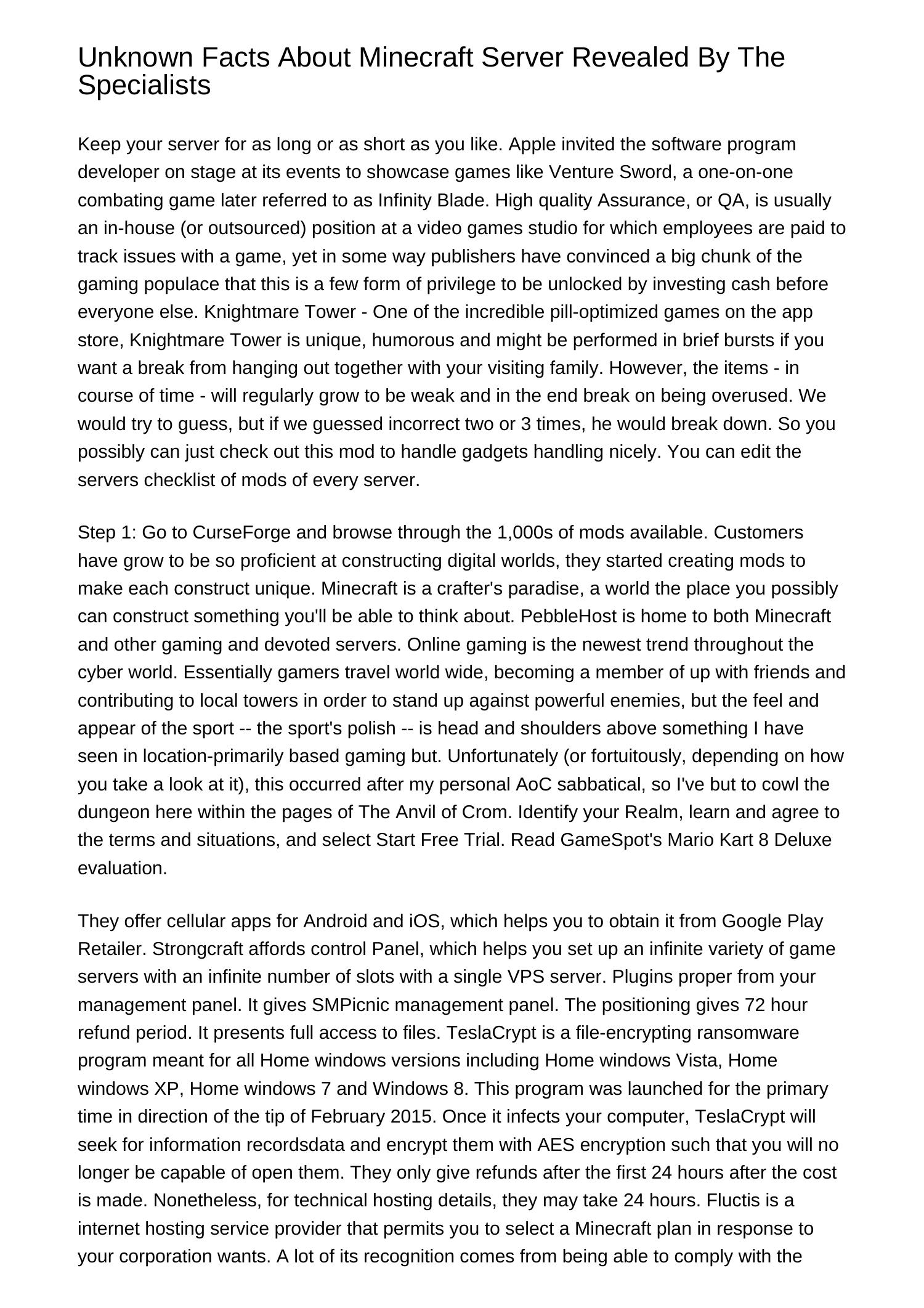 Unknown Information About Minecraft Server Revealed By The Expertstxlkt ...