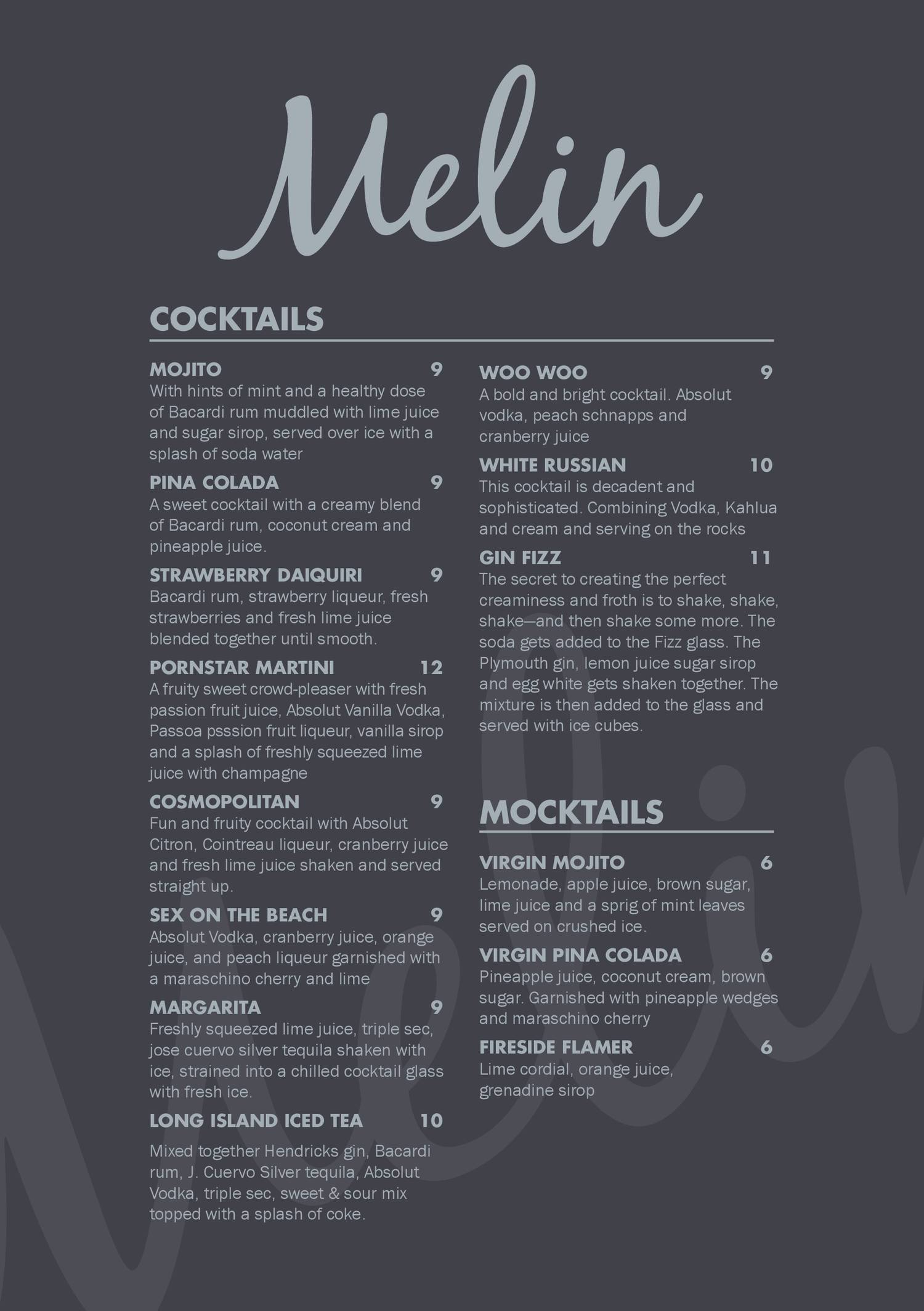 Melin Restaurant A5 Cocktails.pdf | DocDroid