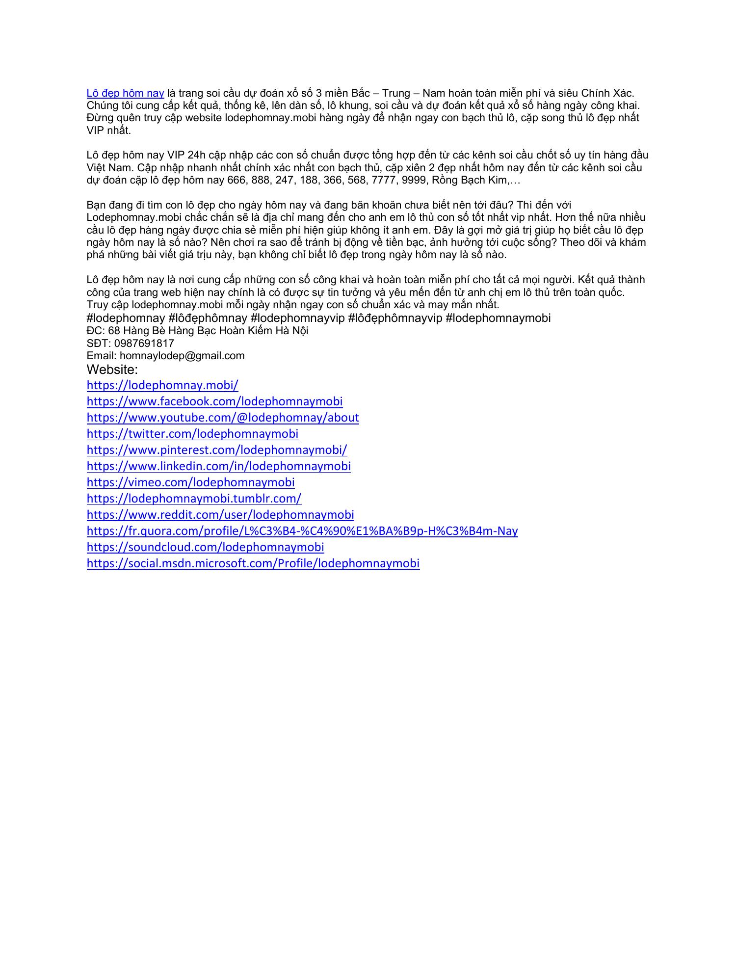 Lô đẹp hôm nay là trang soi cầu dự đoán xổ số 3 miền Bắc.docx | DocDroid