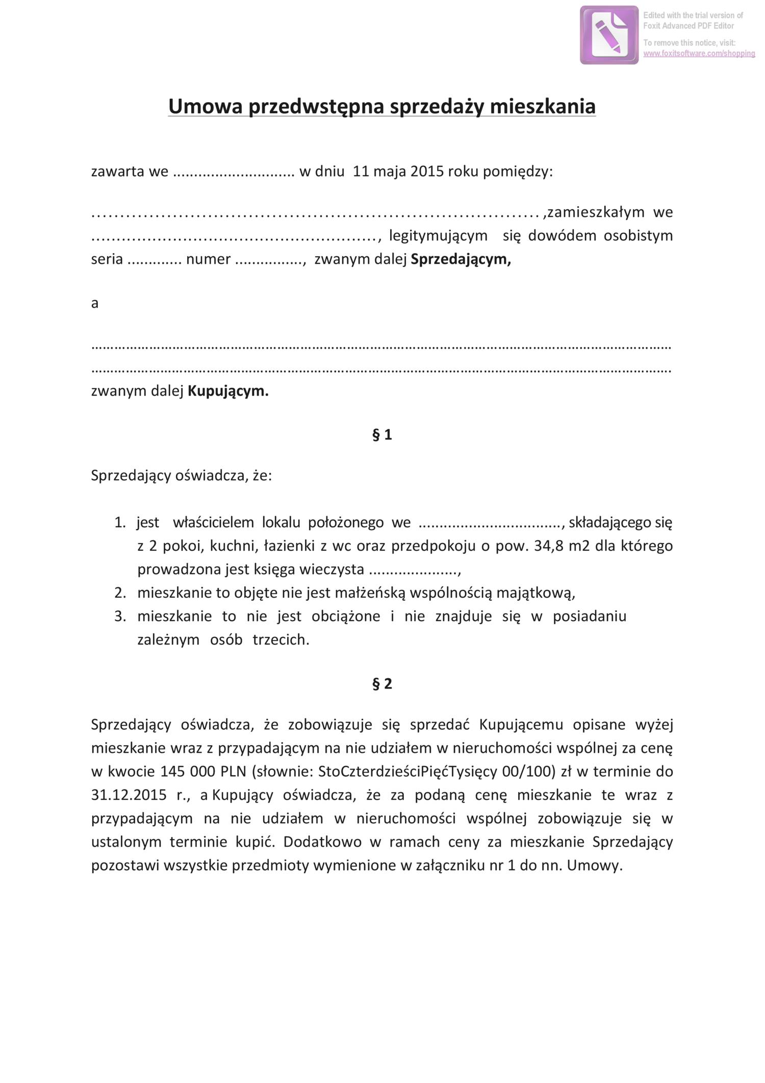 Umowa Najmu Mieszkania