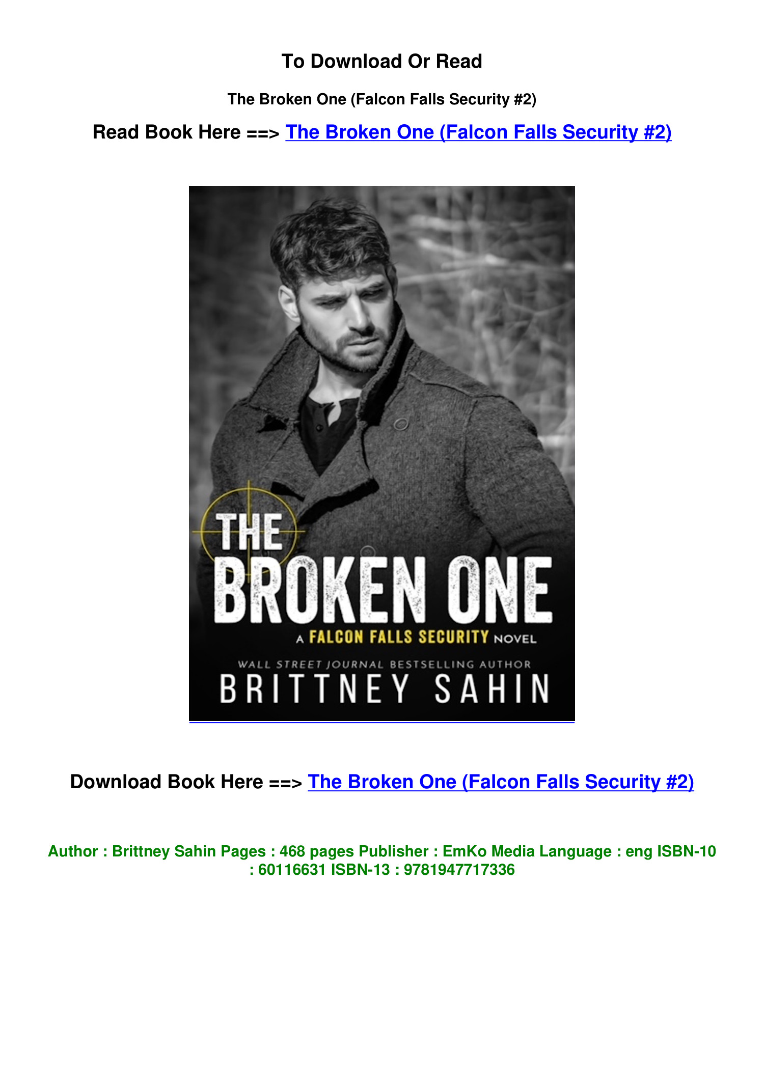 pdf DOWNLOAD The Broken One Falcon Falls Security 2 By Brittney Sahin.pdf | DocDroid
