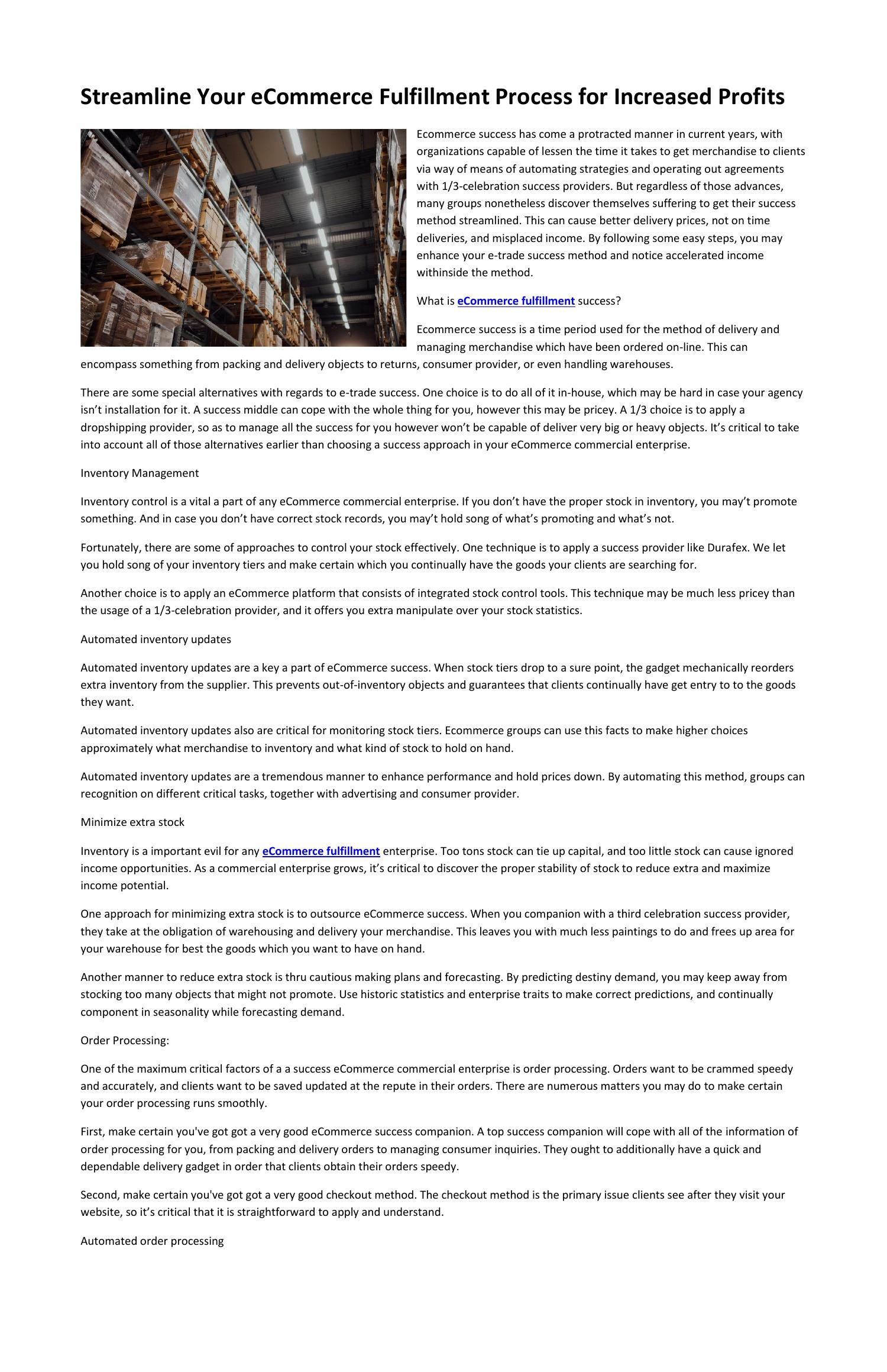 Streamline Your eCommerce Fulfillment Process for Increased Profits.pdf ...