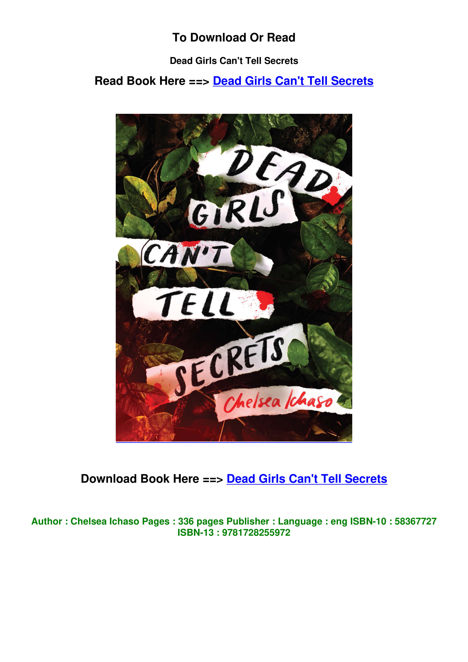 PDF Download Dead Girls Can t Tell Secrets By Chelsea Ichaso.pdf | DocDroid