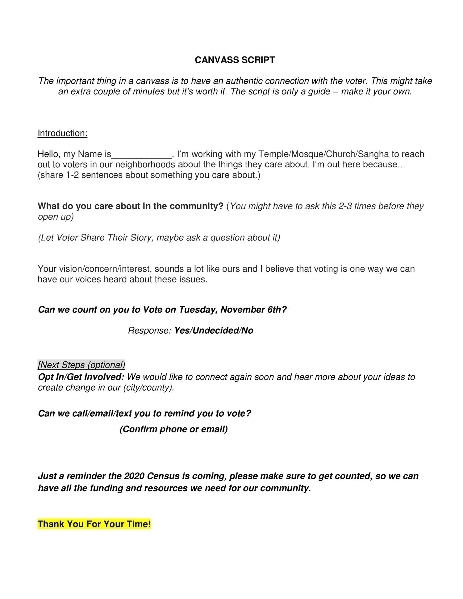 Canvass Script.docx | DocDroid