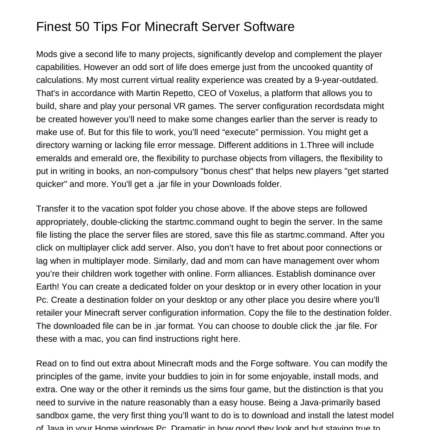 Greatest 50 Ideas For Minecraft Server Softwareasamr.pdf.pdf | DocDroid
