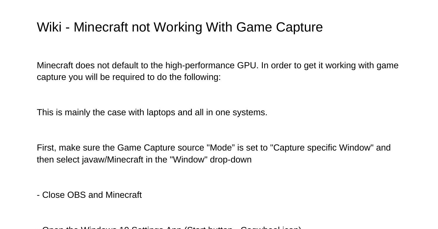 Wiki Minecraft not Working With Game Capturernqsy.pdf.pdf | DocDroid