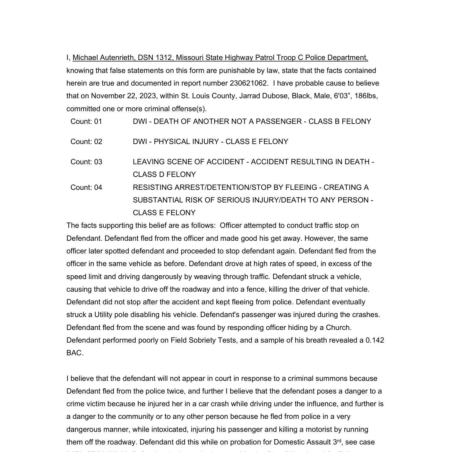 PCStatement Jarrad Dubose.pdf | DocDroid