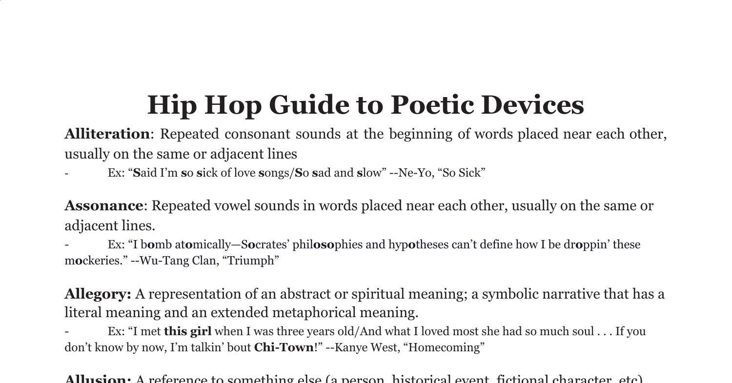 Poetic Devices Hip Hop Handout.pdf | DocDroid