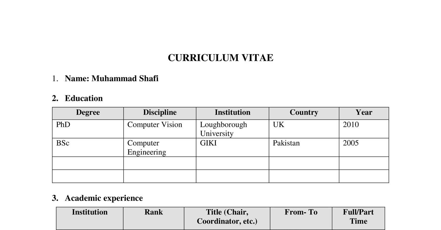 Shafi CV in ABET format.docx | DocDroid