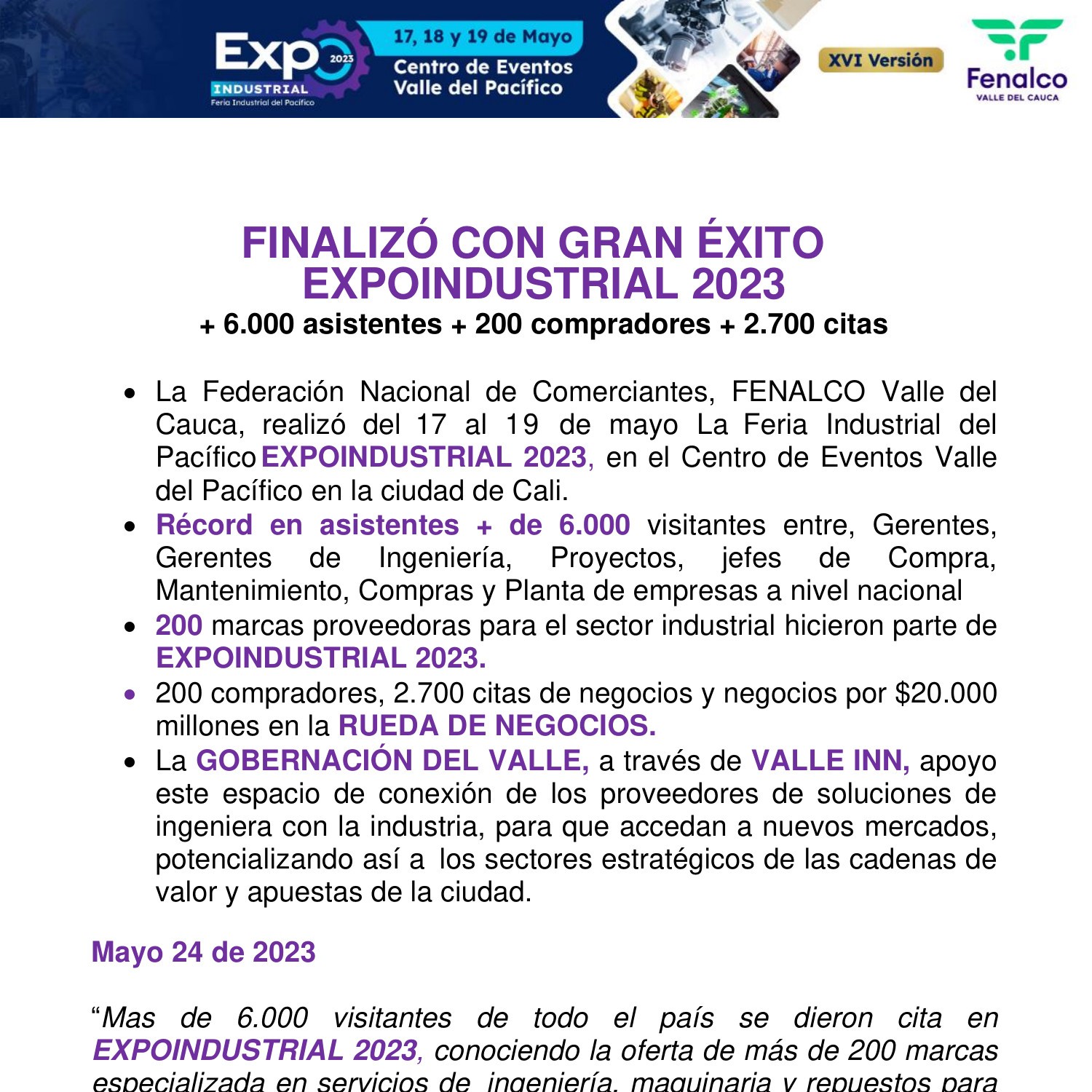 BOLETIN DE PRENSA CIERRE EXPOINDUSTRIAL.pdf | DocDroid