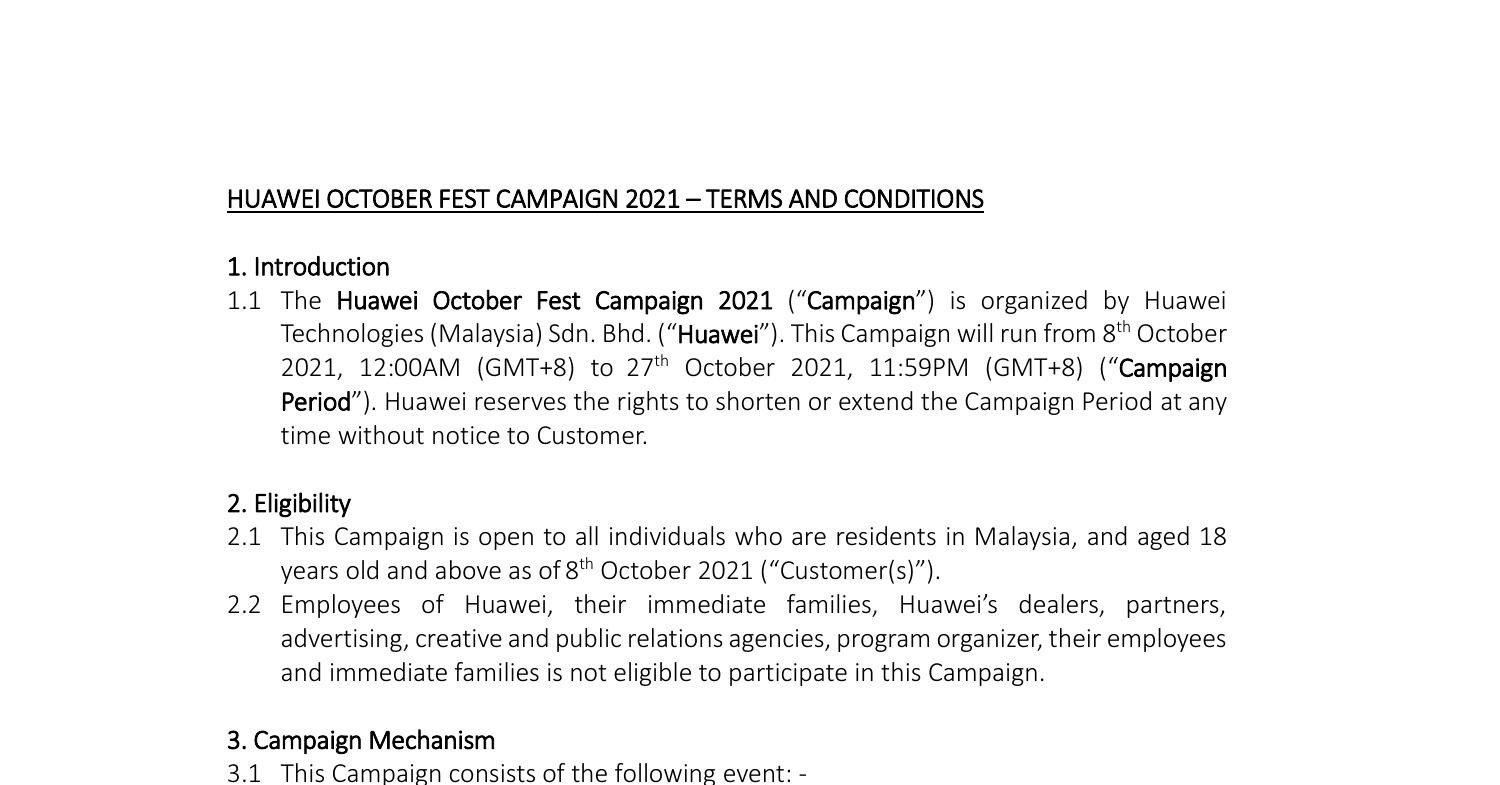 Huawei October Fest campaign 2021 Terms & Conditions.pdf | DocDroid