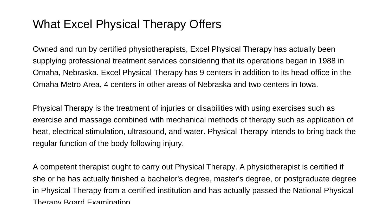 What Excel Physical Therapy Usesqloep.pdf.pdf | DocDroid