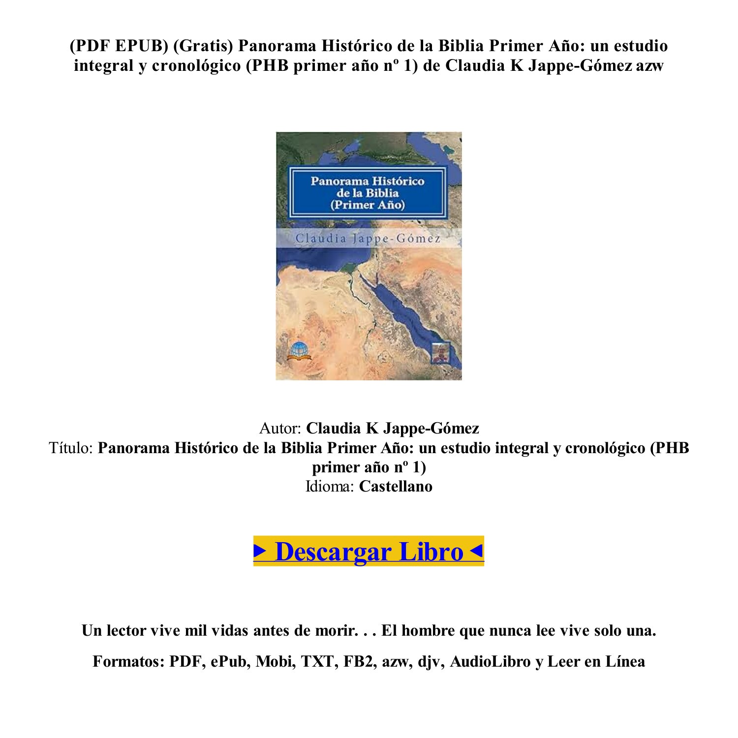 (LIBRO) [PDF FB2] Panorama Histórico de la Biblia Primer Año de Claudia K Jappe-Gómez [Gratis ...