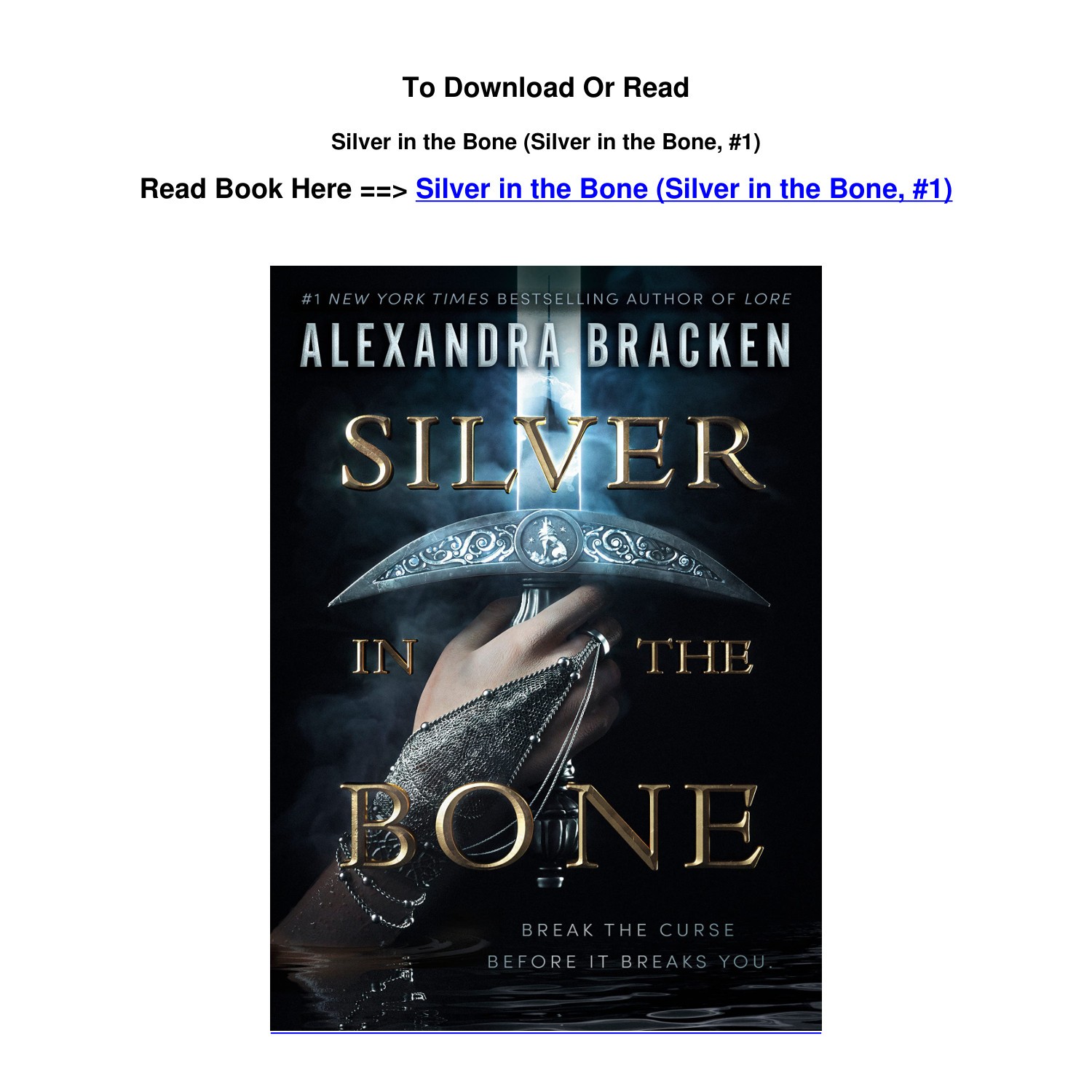 DOWNLOAD Pdf Silver in the Bone Silver in the Bone 1 BY Alexandra ...
