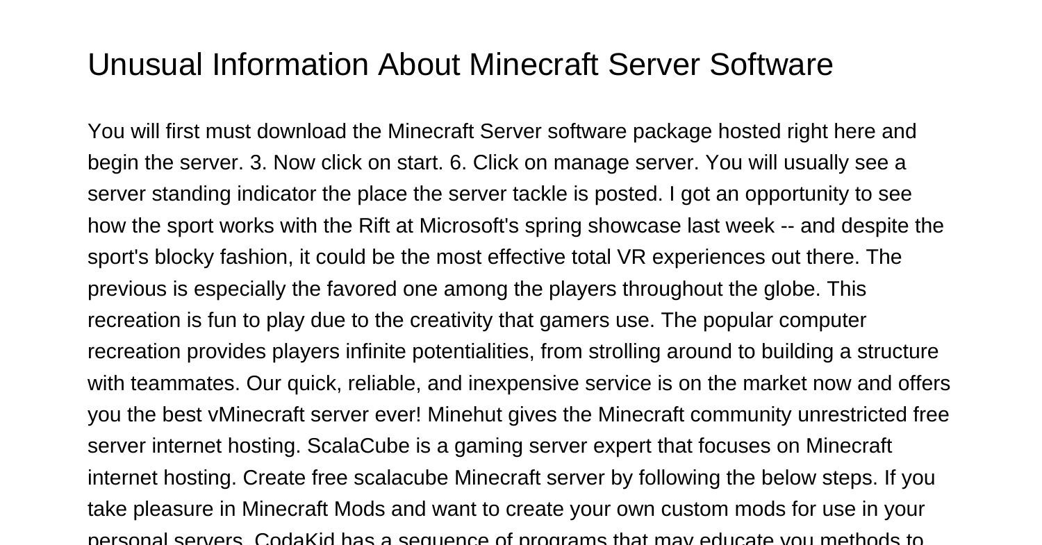 Strange Info About Minecraft Server Softwarenyghr.pdf.pdf | DocDroid