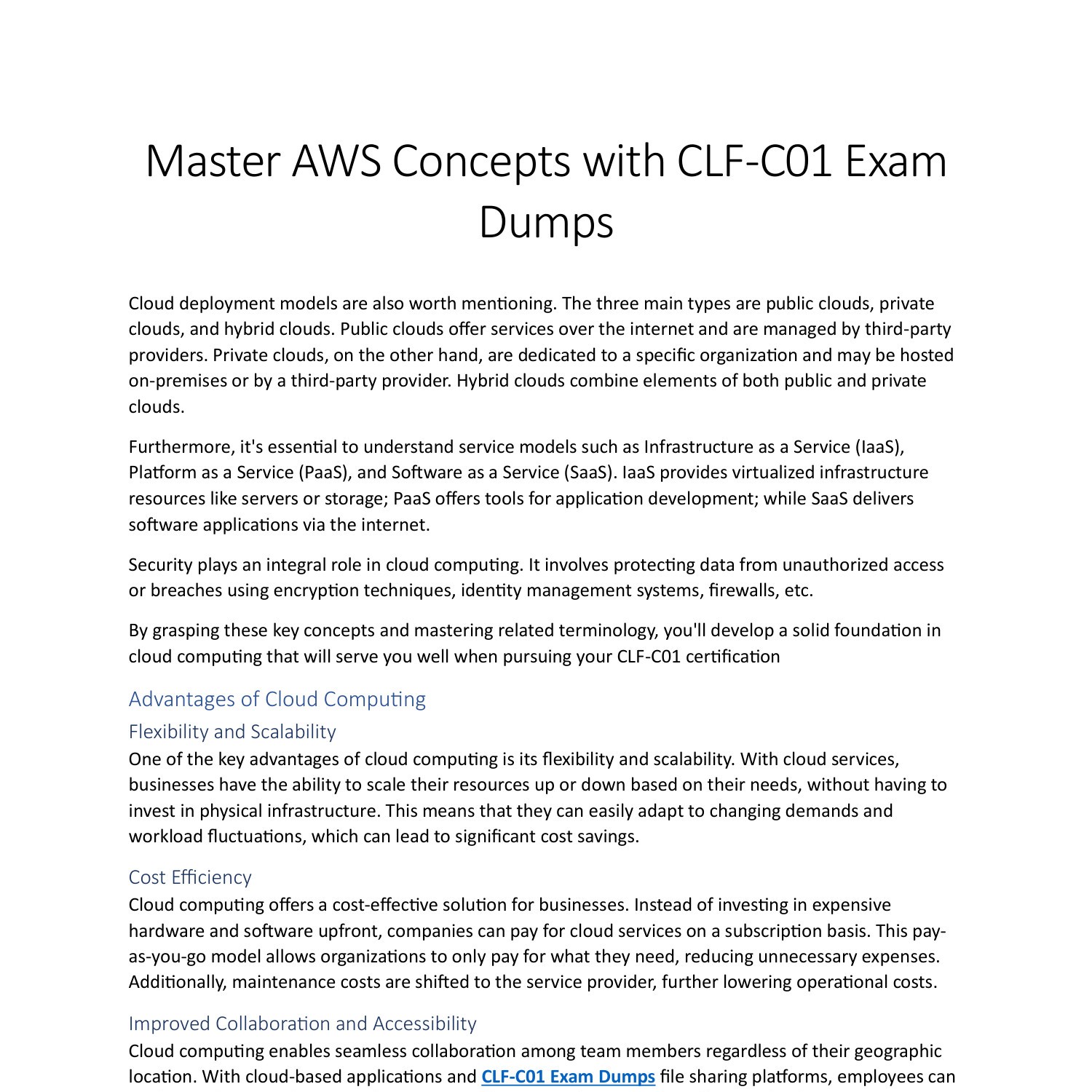 CLF-C01 Exam Dumps Your Roadmap to AWS Success.pdf | DocDroid