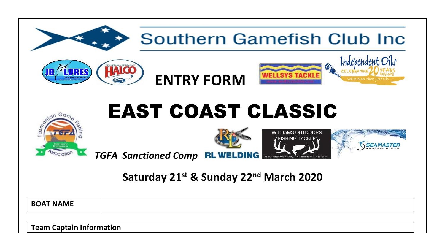 East Coast Classic ENTRY FORM 2020.pdf | DocDroid