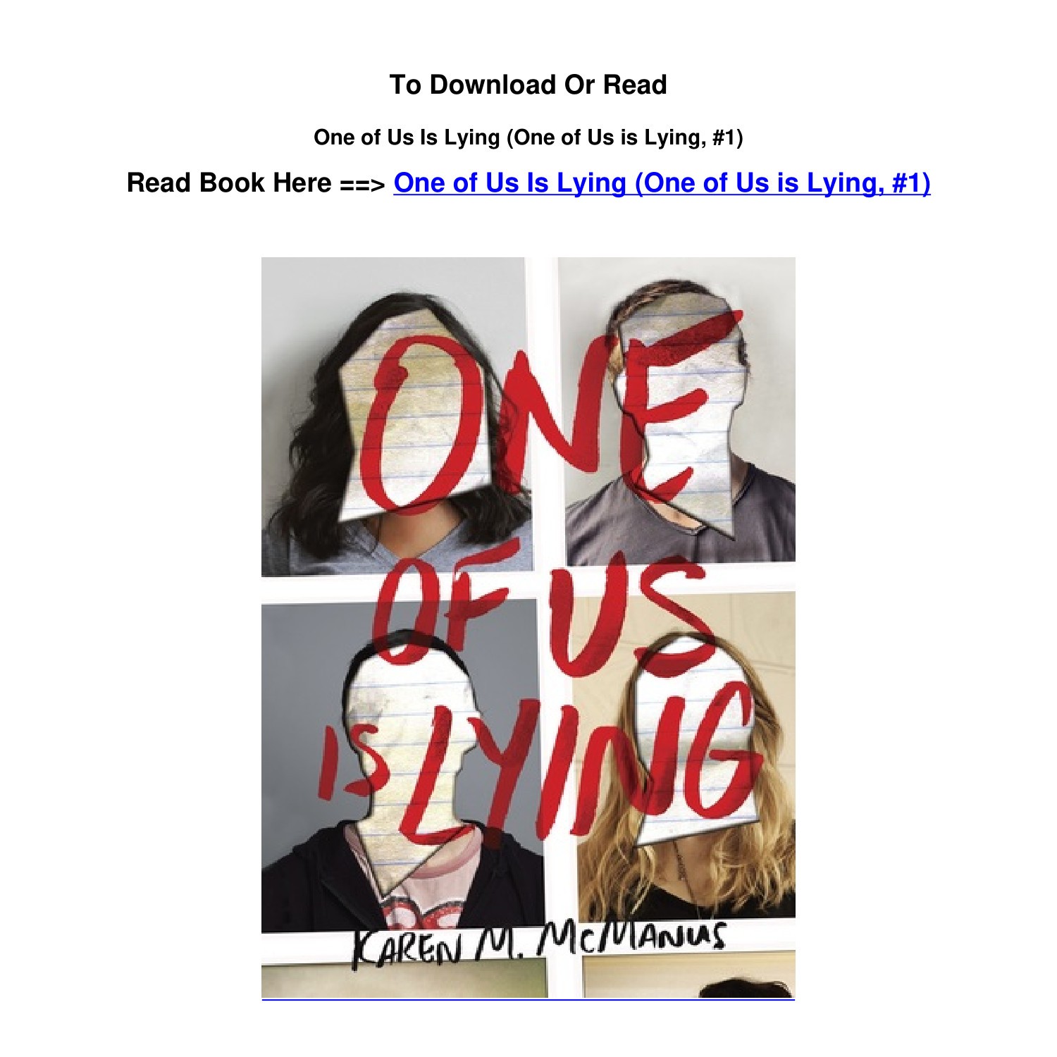 EPUB Download One of Us Is Lying One of Us is Lying 1 BY Karen M ...