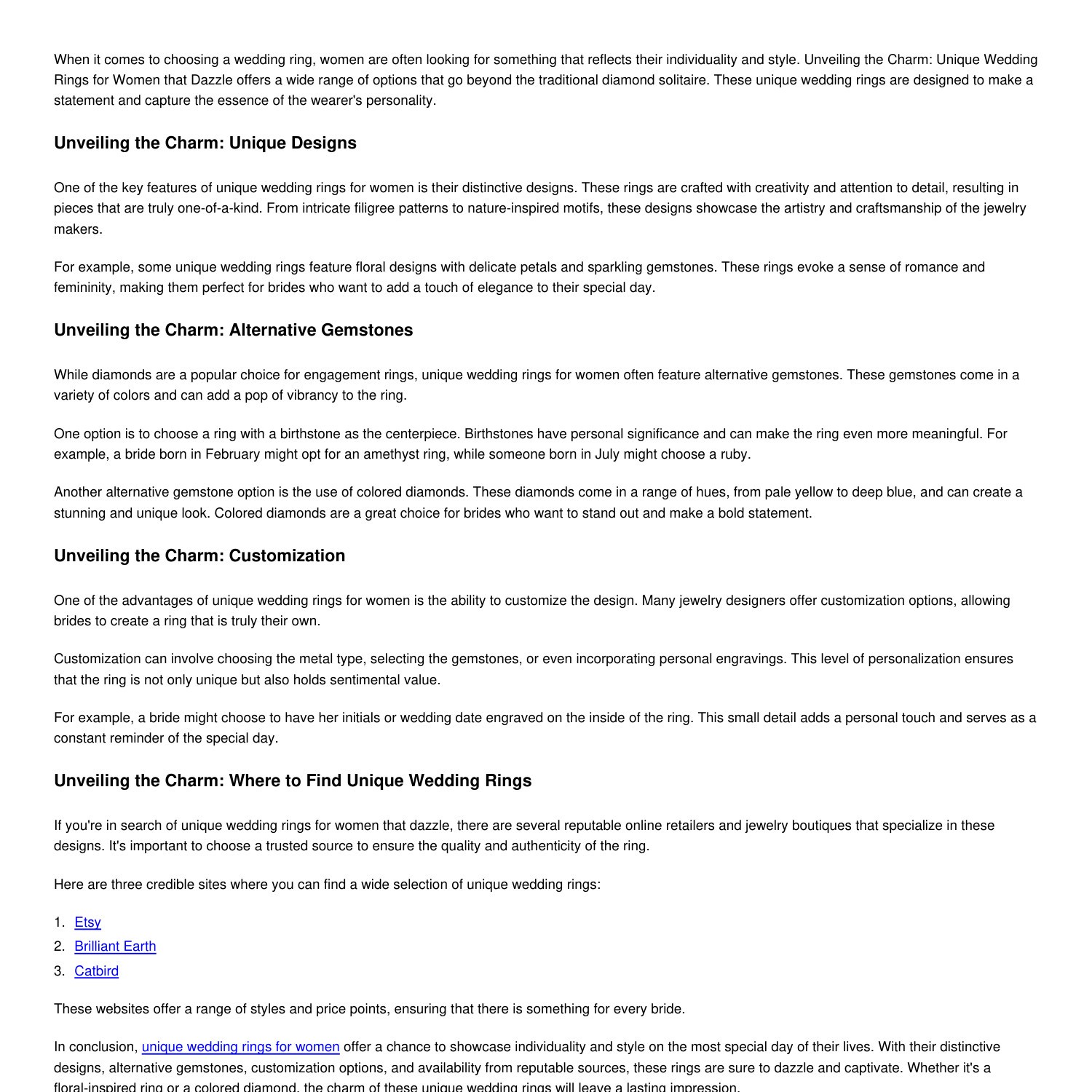 Unveiling the Charm: Unique Wedding Rings for Women that Dazzle.pdf ...