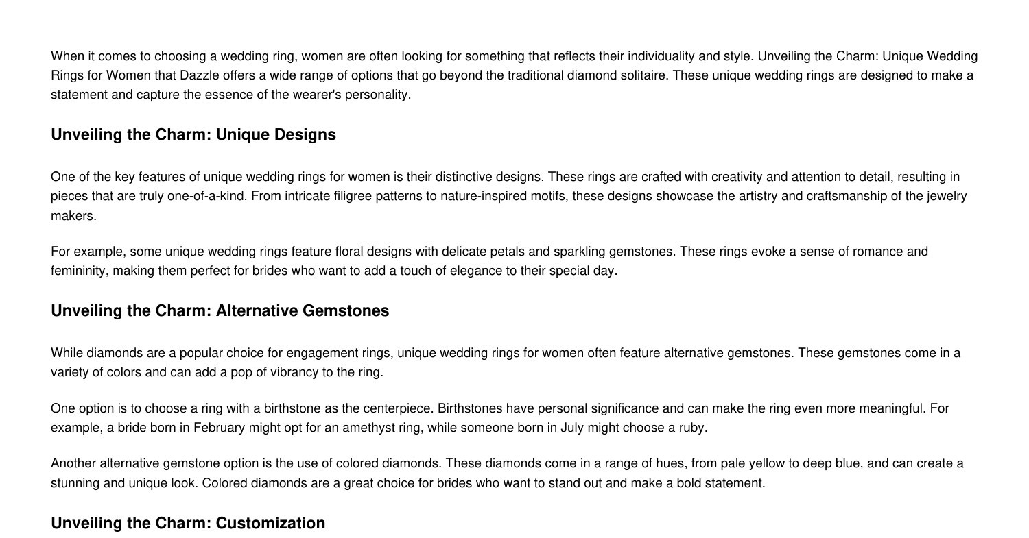Unveiling the Charm: Unique Wedding Rings for Women that Dazzle.pdf ...