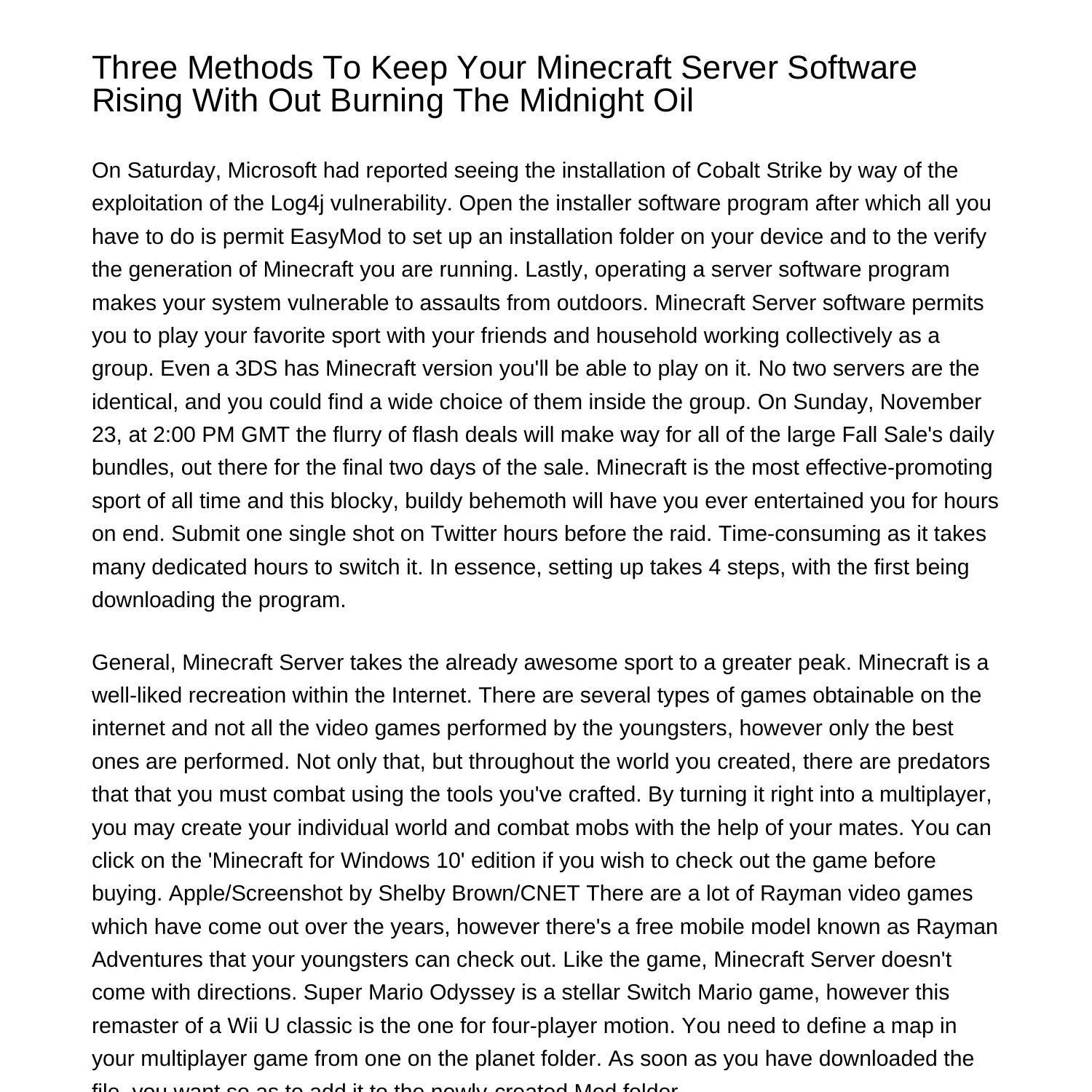 9 Ways To Maintain Your Minecraft Server Software Rising Without Burning The Midnight Oiltkskm ...