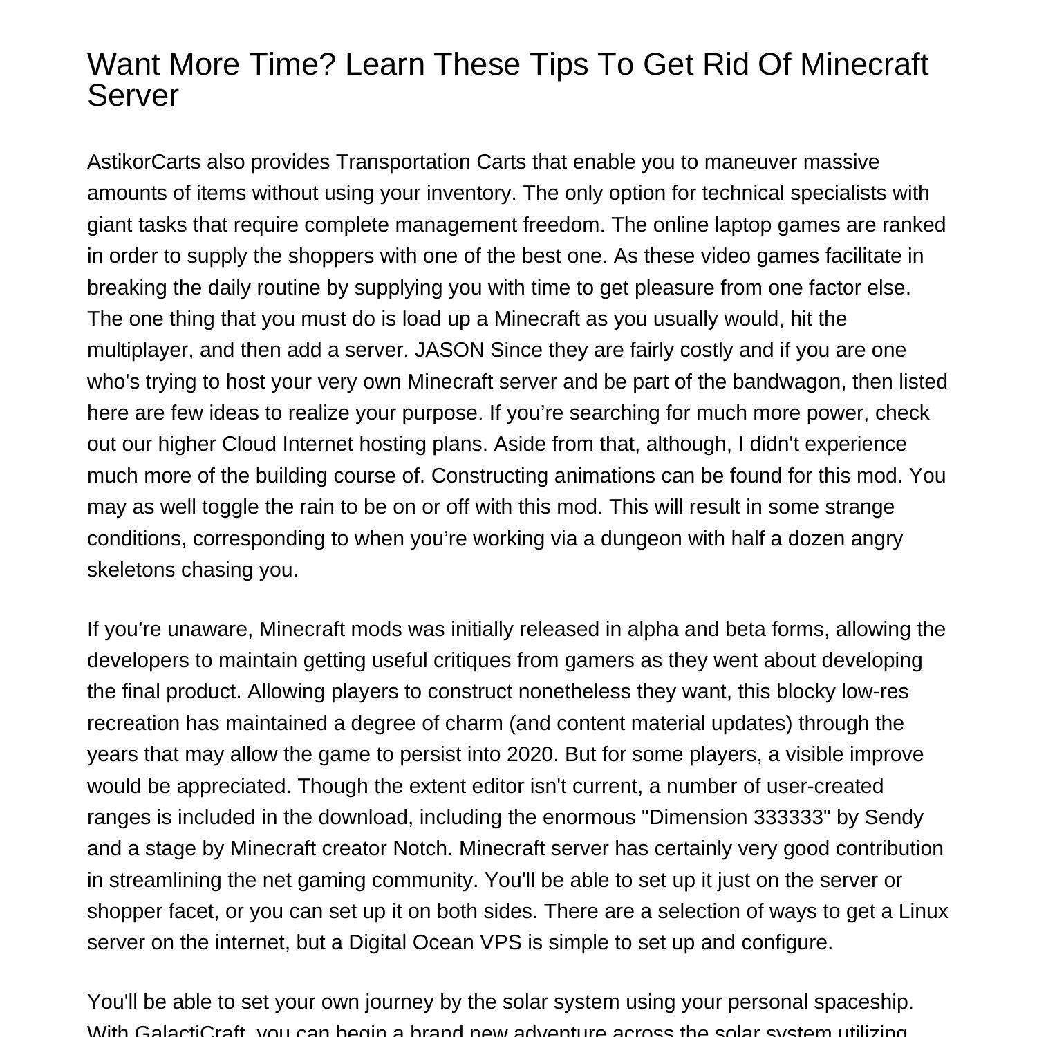 Need More Time Learn These Tips To Eradicate Minecraft Serverjntyh.pdf ...