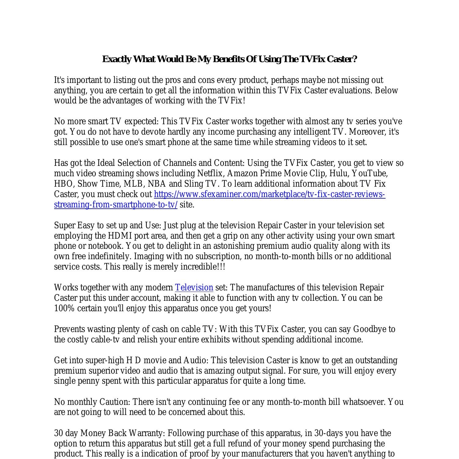 Exactly What Would Be My Benefits Of Using The TVFix Caster.pdf | DocDroid