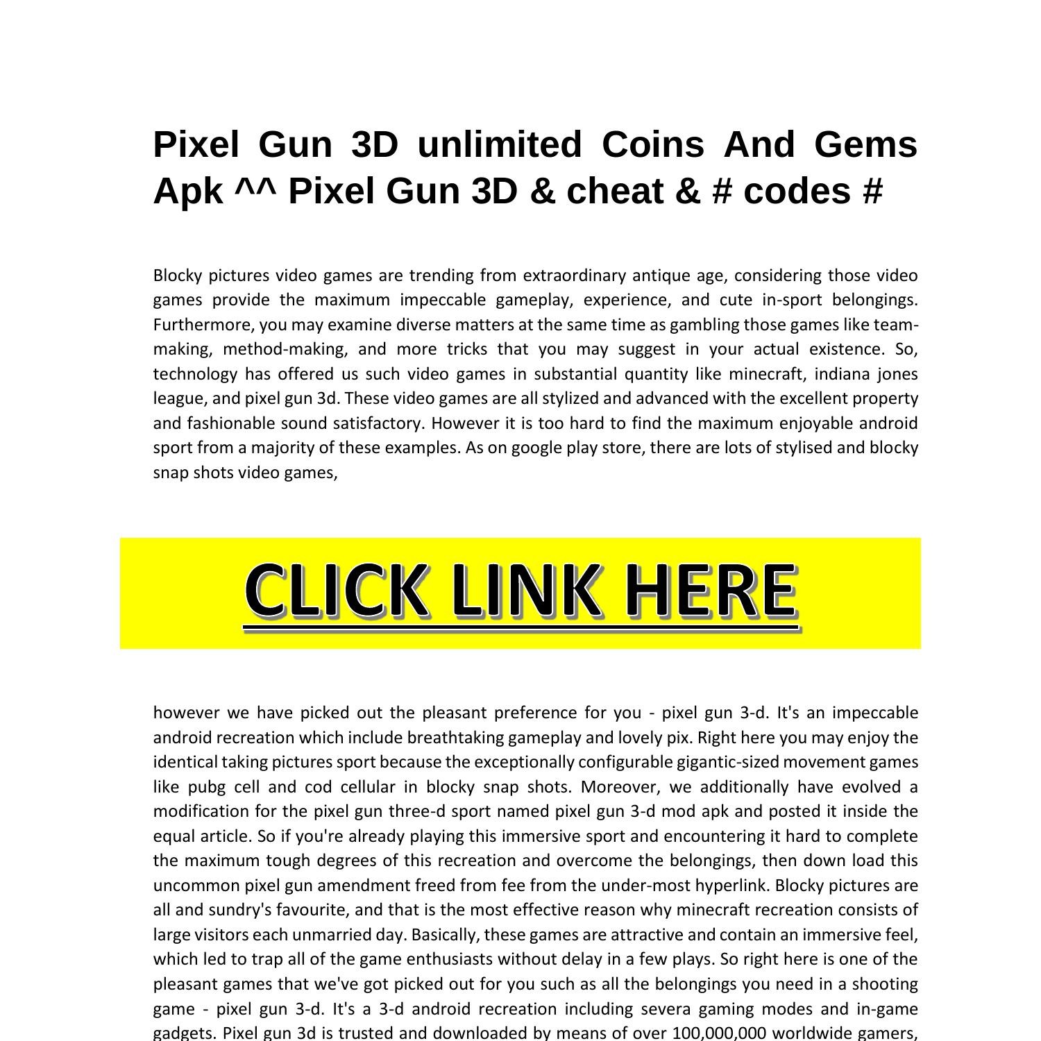 Pixel Gun 3D unlimited Coins And Gems Apk.pdf | DocDroid