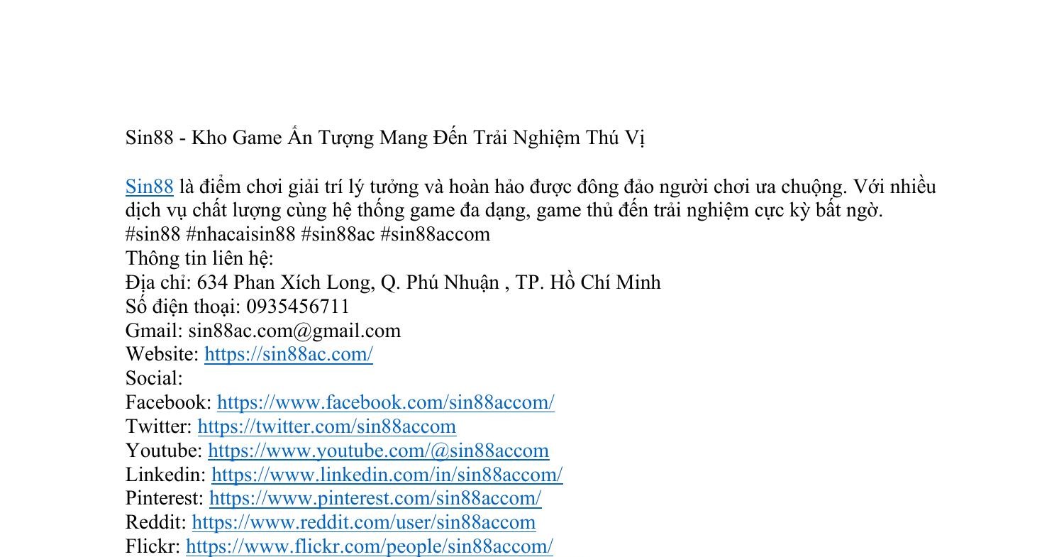 Nhà Cái Sin88.docx | DocDroid