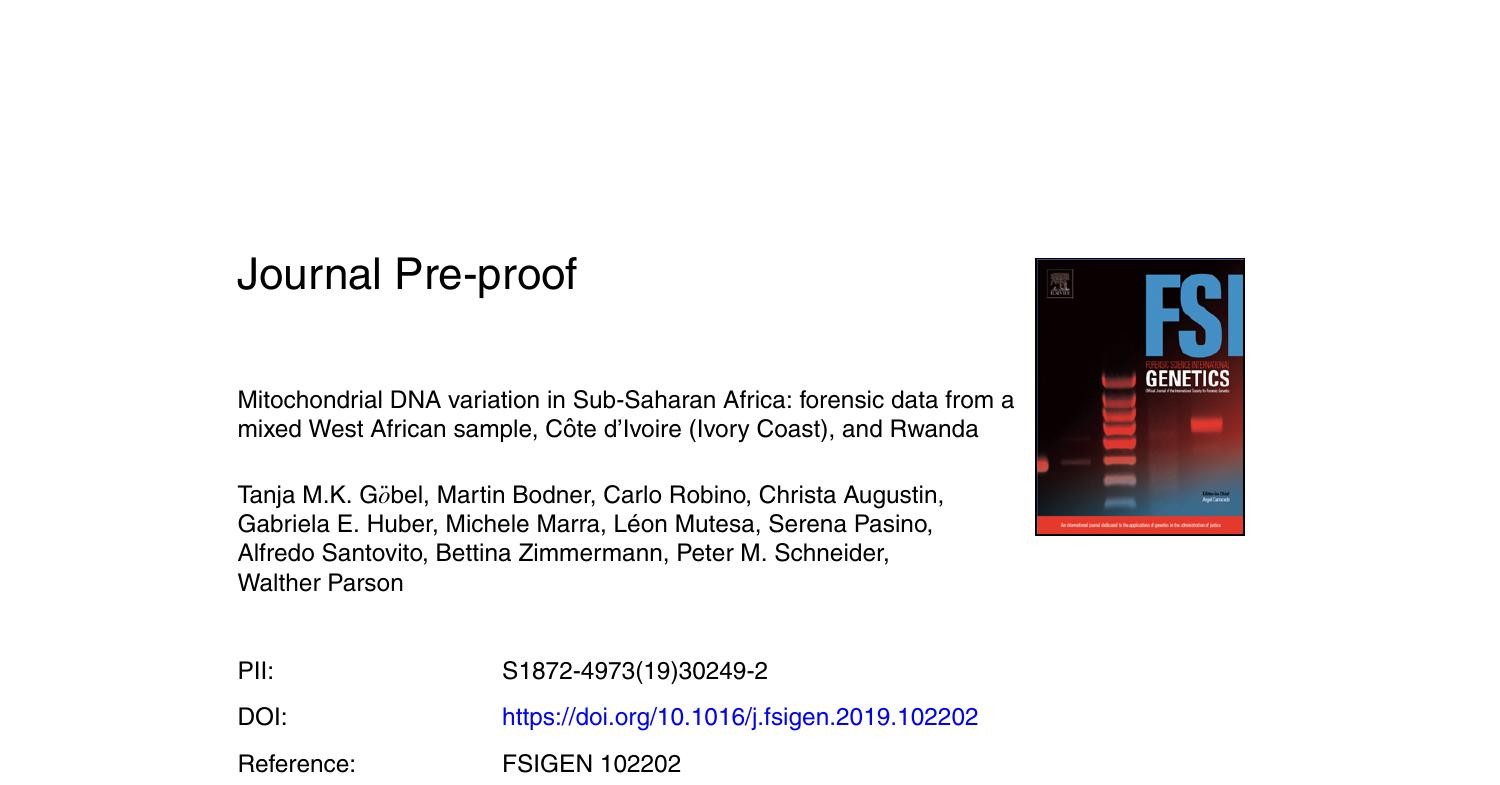 Mitochondrial DNA variation in Sub-Saharan Africa forensic data from a ...