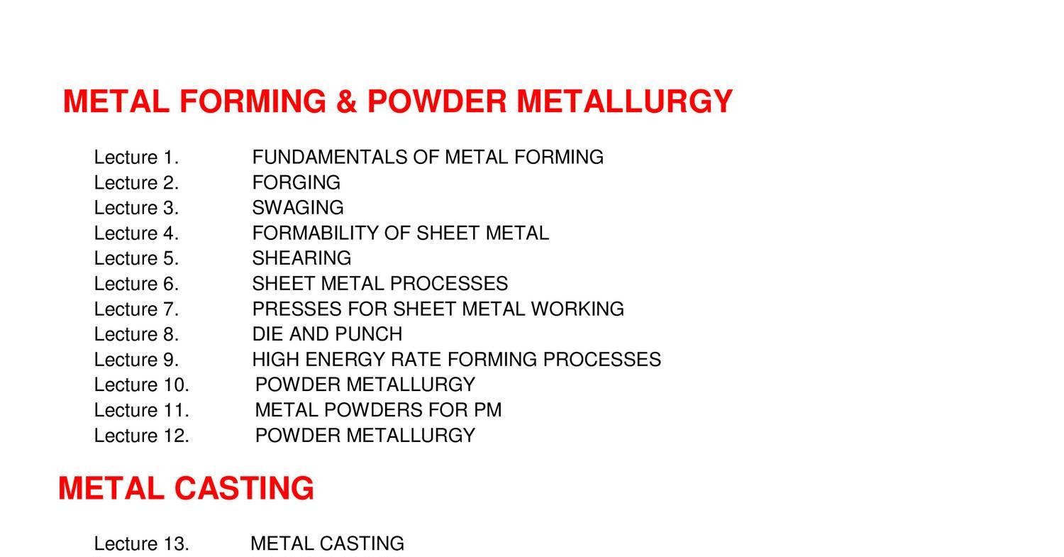 Manufacturing Process I (IIT Lecture Notes).pdf | DocDroid