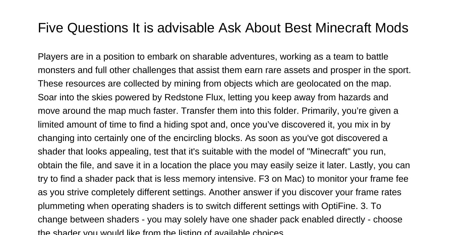 Five Questions Youll want to Ask About Best Minecraft Modsrcgab.pdf.pdf ...
