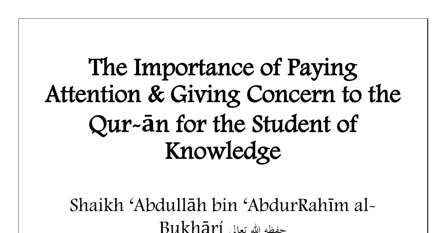 The Qur-an, Student of Knowledge - Sh.Bukhari.pdf | DocDroid