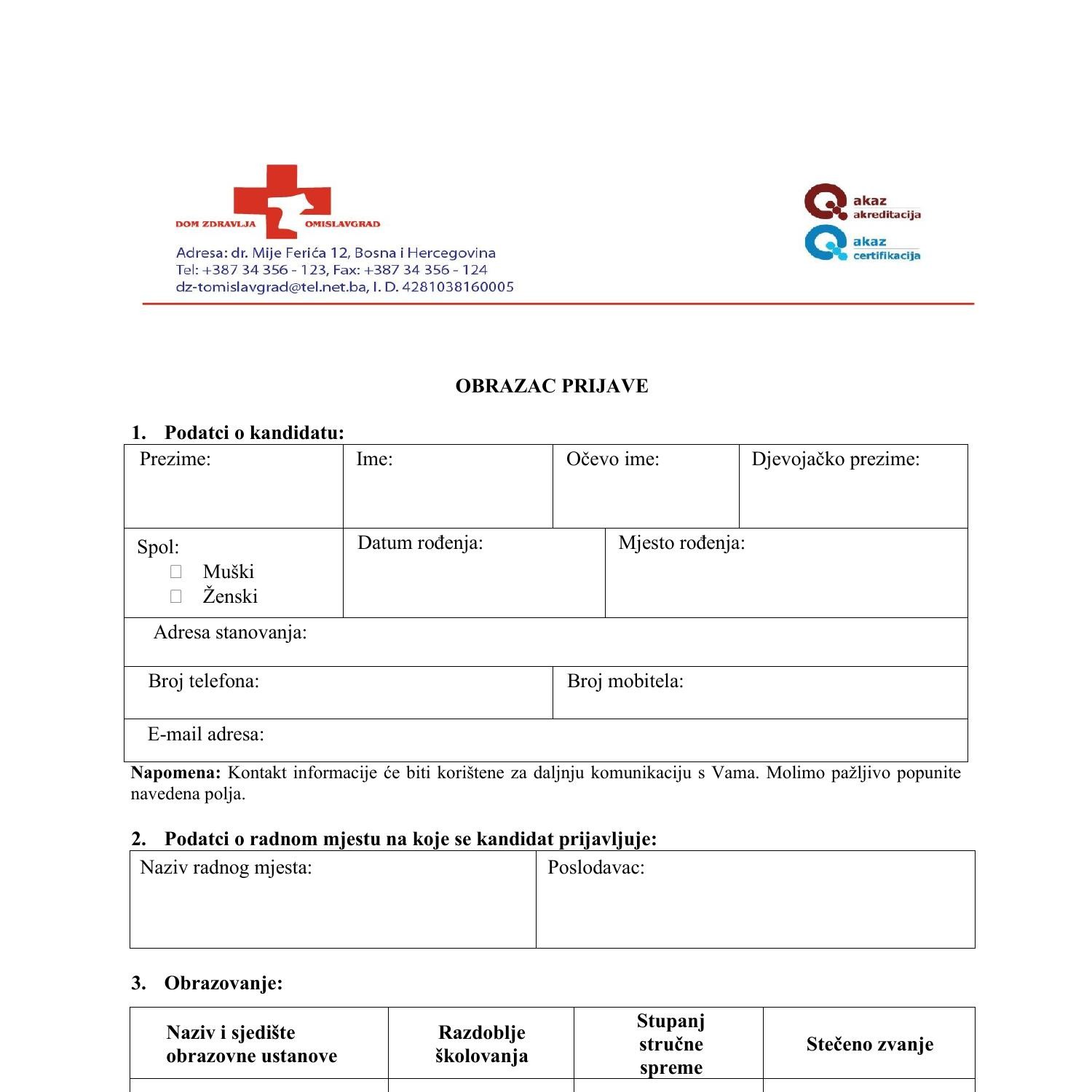 OBRAZAC PRIJAVE.docx | DocDroid