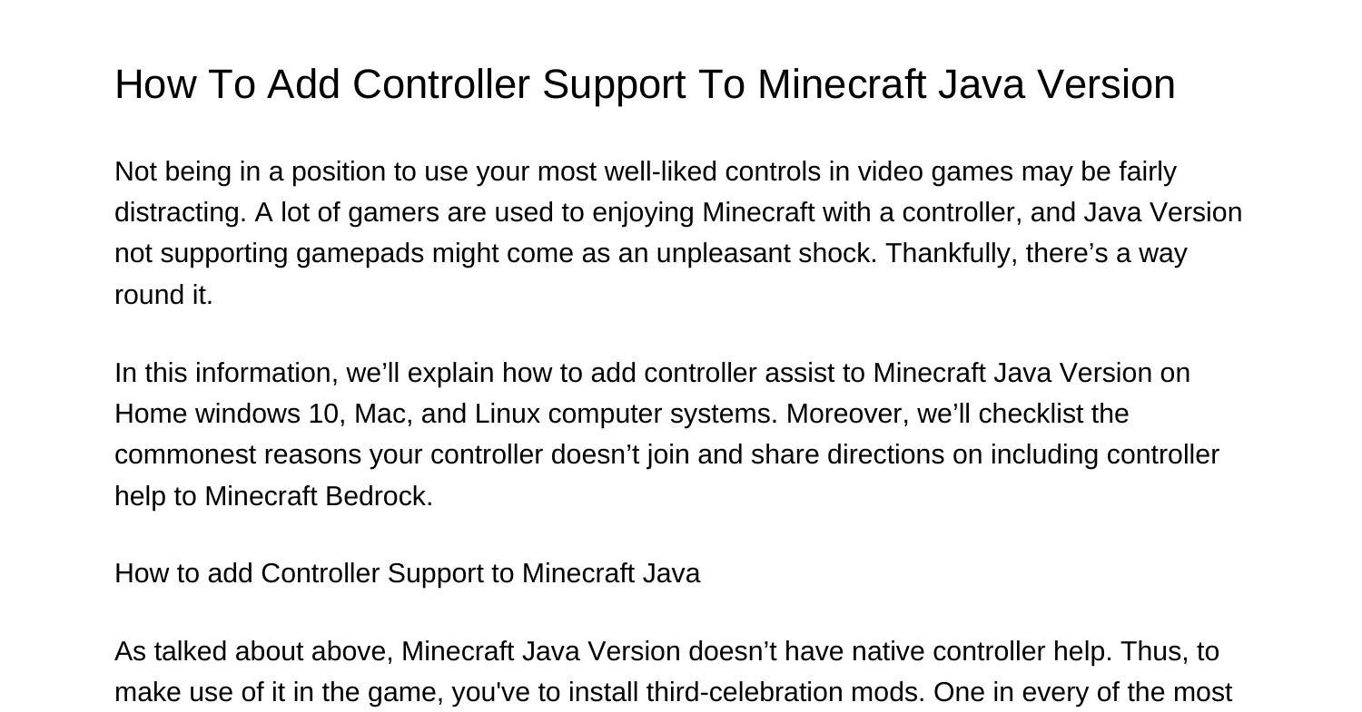 How To Add Controller Help To Minecraft Java Editionzcmlo.pdf.pdf | DocDroid