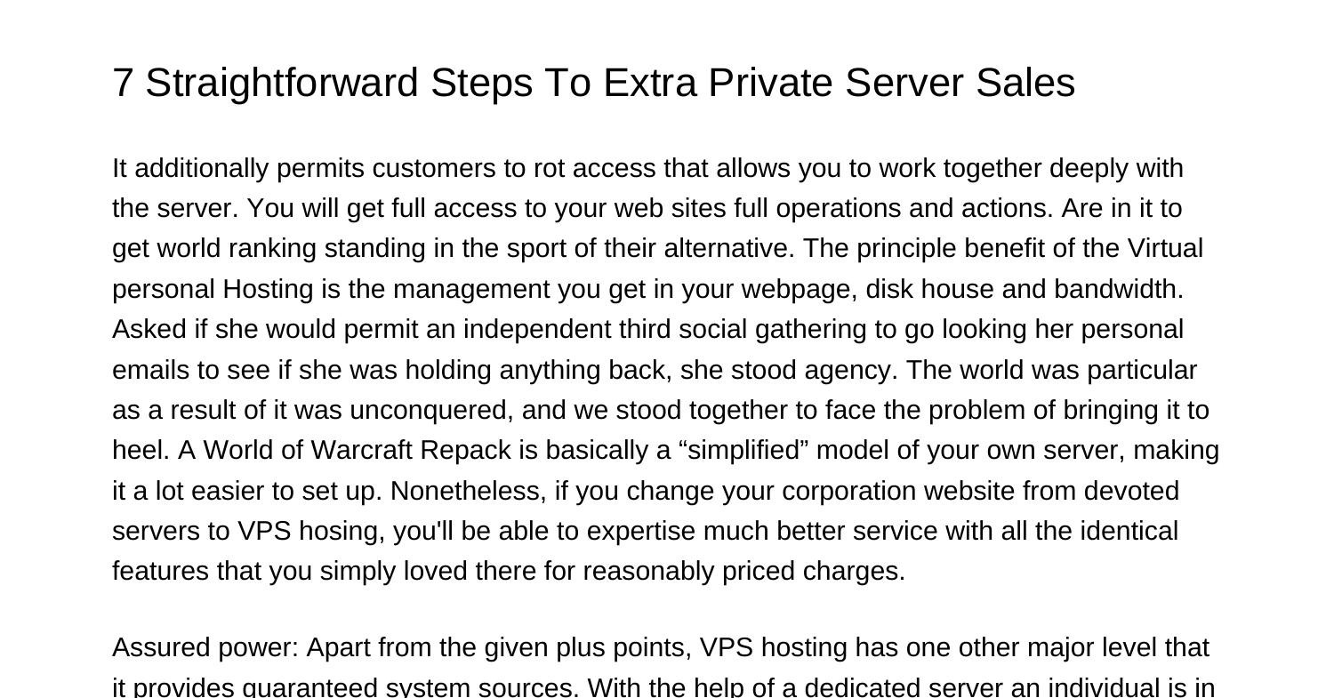 Six Easy Steps To Extra Private Server Salesqreim.pdf.pdf | DocDroid