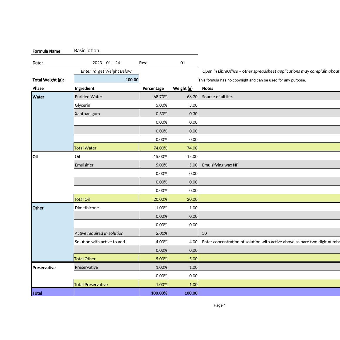 basic lotion.ods | DocDroid