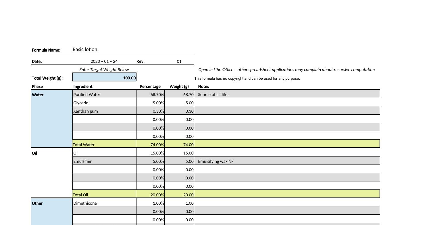 basic lotion.ods | DocDroid