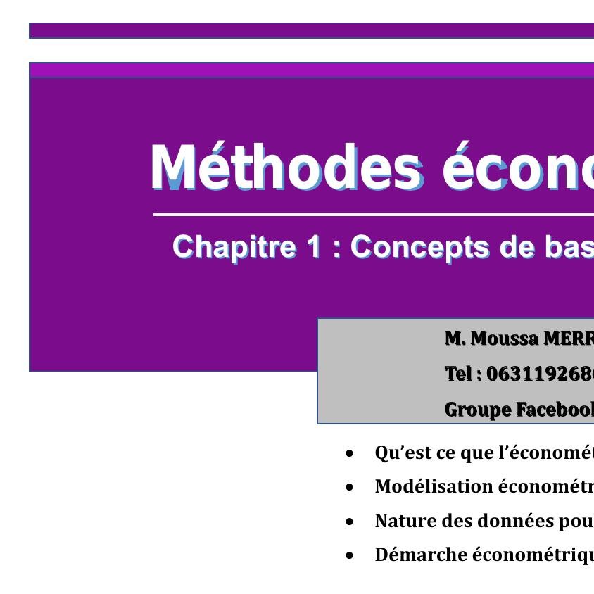 Méthodes économétriques-Chapitre 1.pdf | DocDroid
