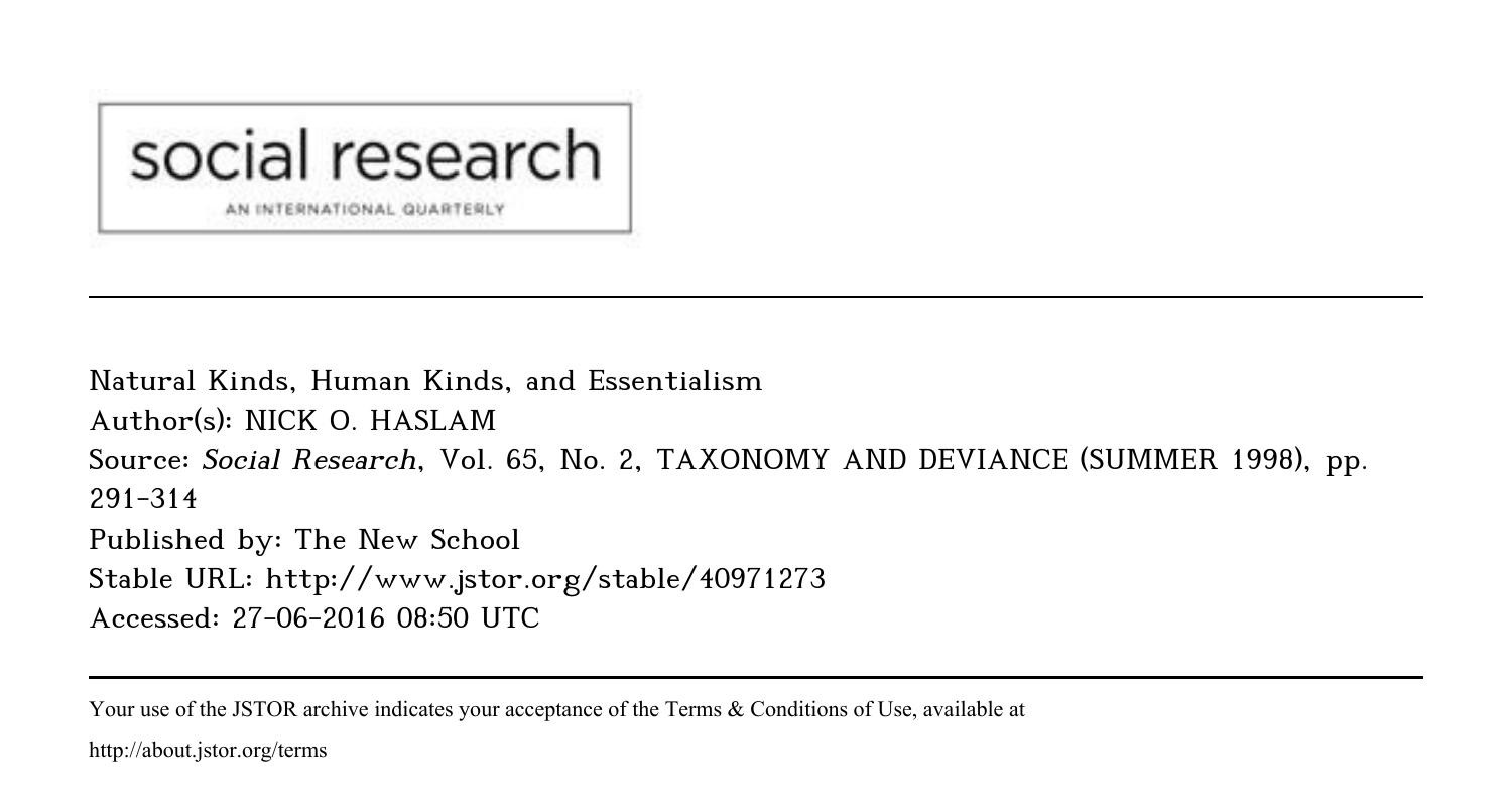 Haslam Natural Kinds Human Kinds And Essentialism Pdf Docdroid