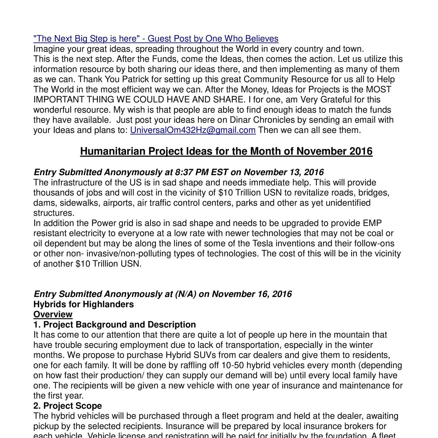 November 2016 Humanitarian Projects Ideas.doc | DocDroid