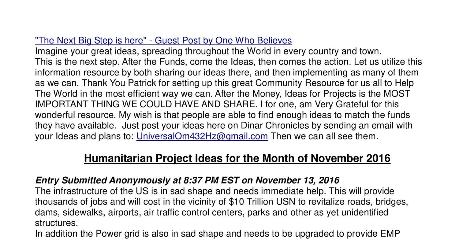 November 2016 Humanitarian Projects Ideas.doc | DocDroid