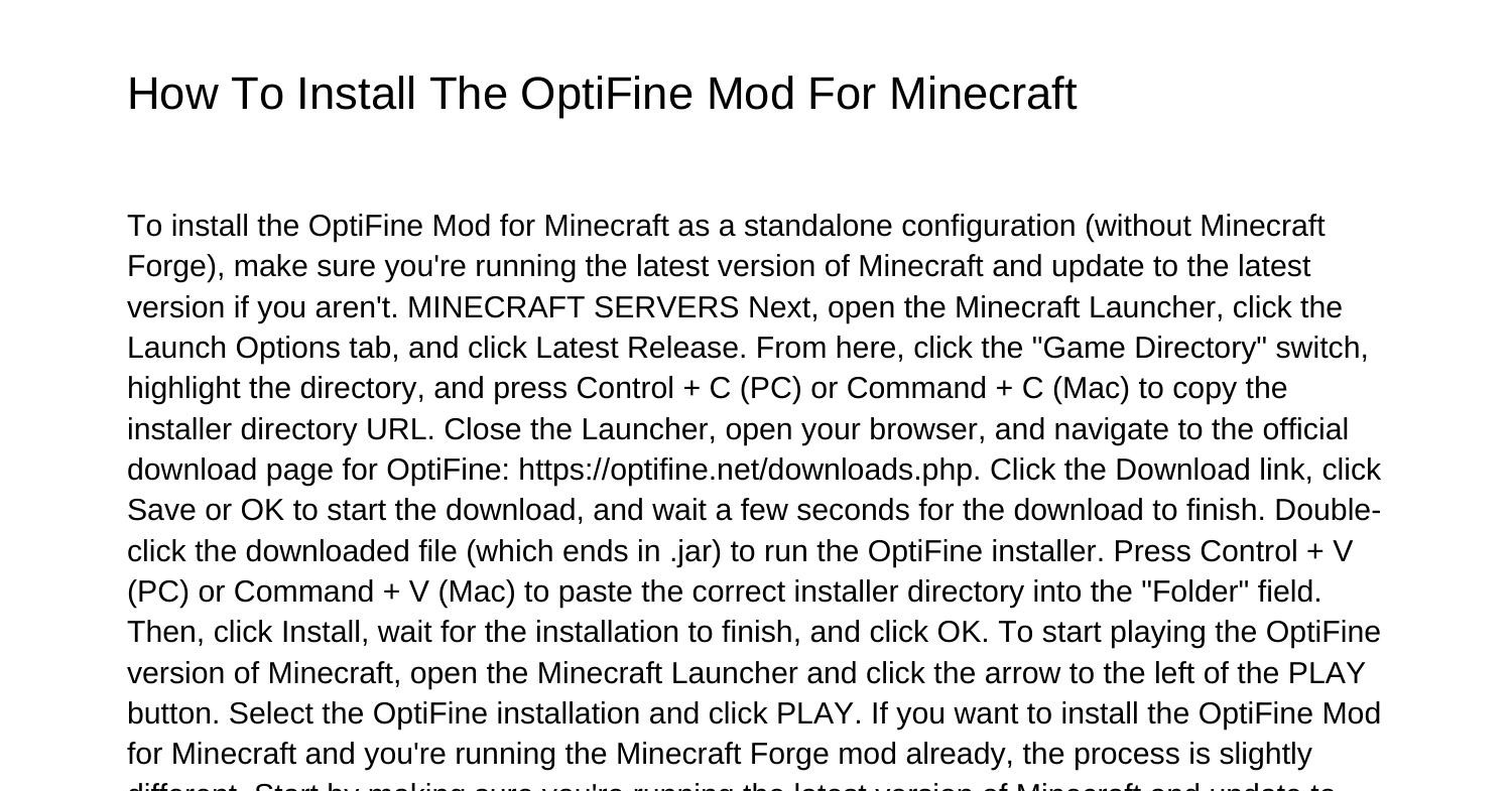 How To Install The OptiFine Mod For Minecraftkibvo.pdf.pdf | DocDroid